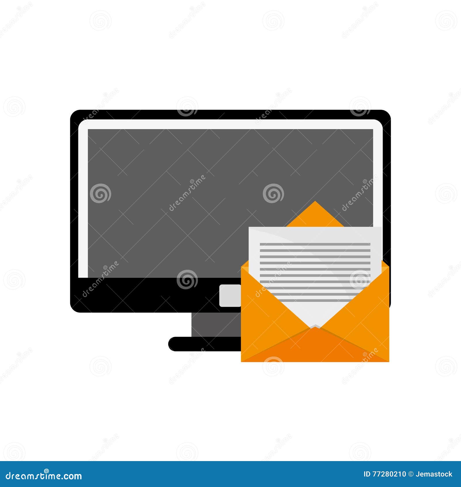 Computer and envelope icon stock vector. Illustration of panel - 77280210