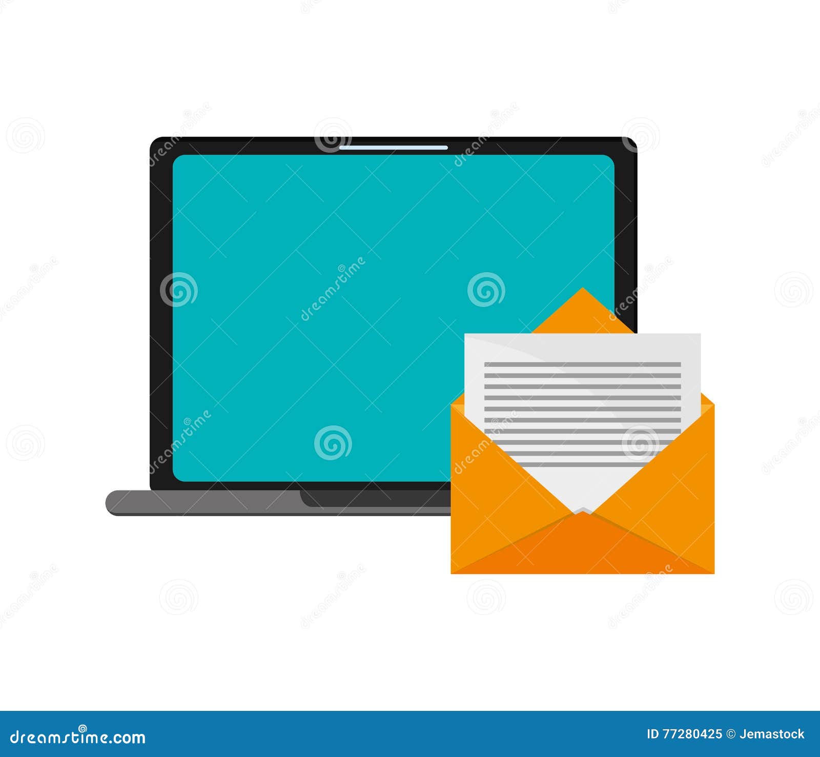 Computer and envelope icon stock vector. Illustration of electronics ...