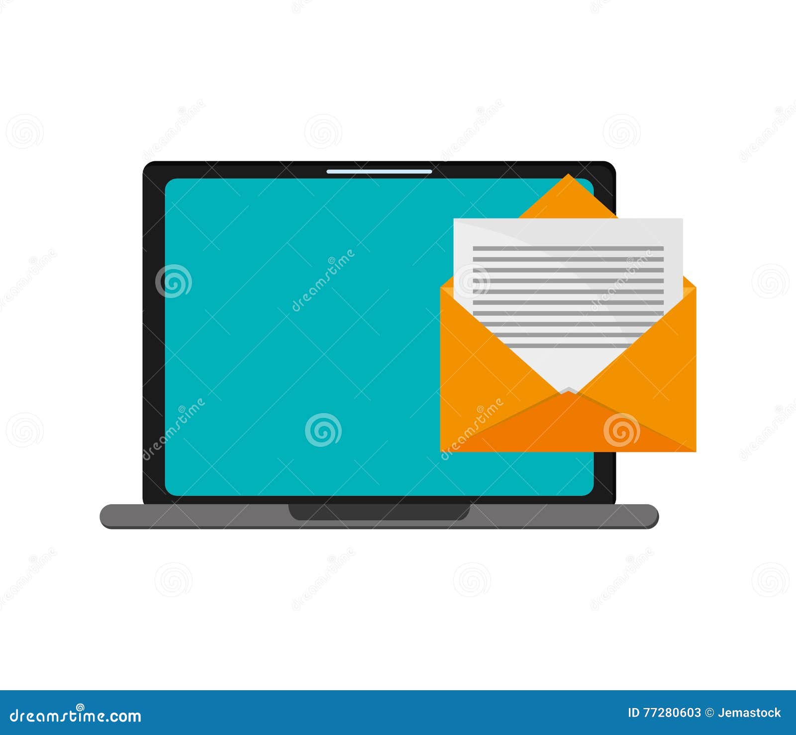 Computer and envelope icon stock vector. Illustration of desktop - 77280603