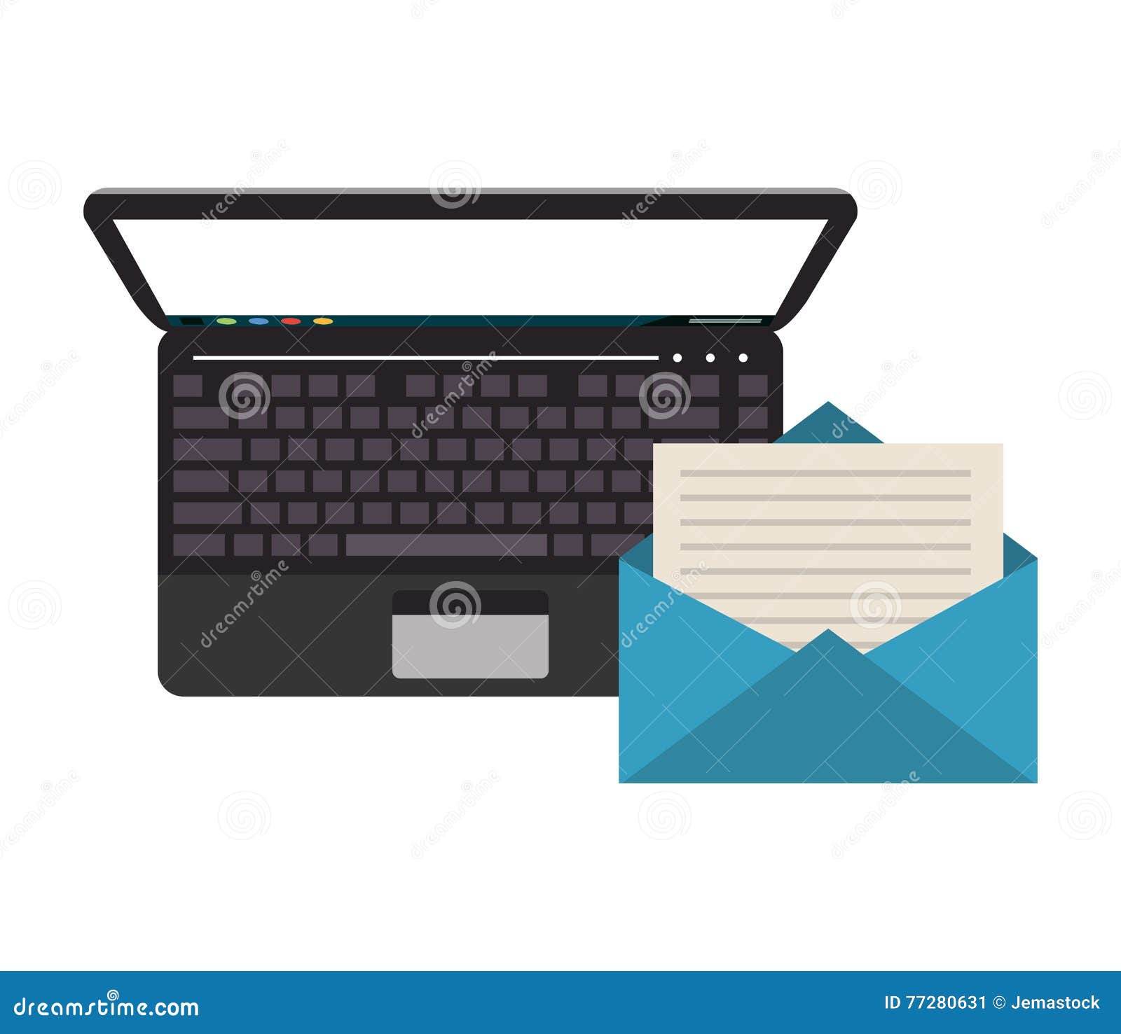Computer and envelope icon stock vector. Illustration of contemporary ...