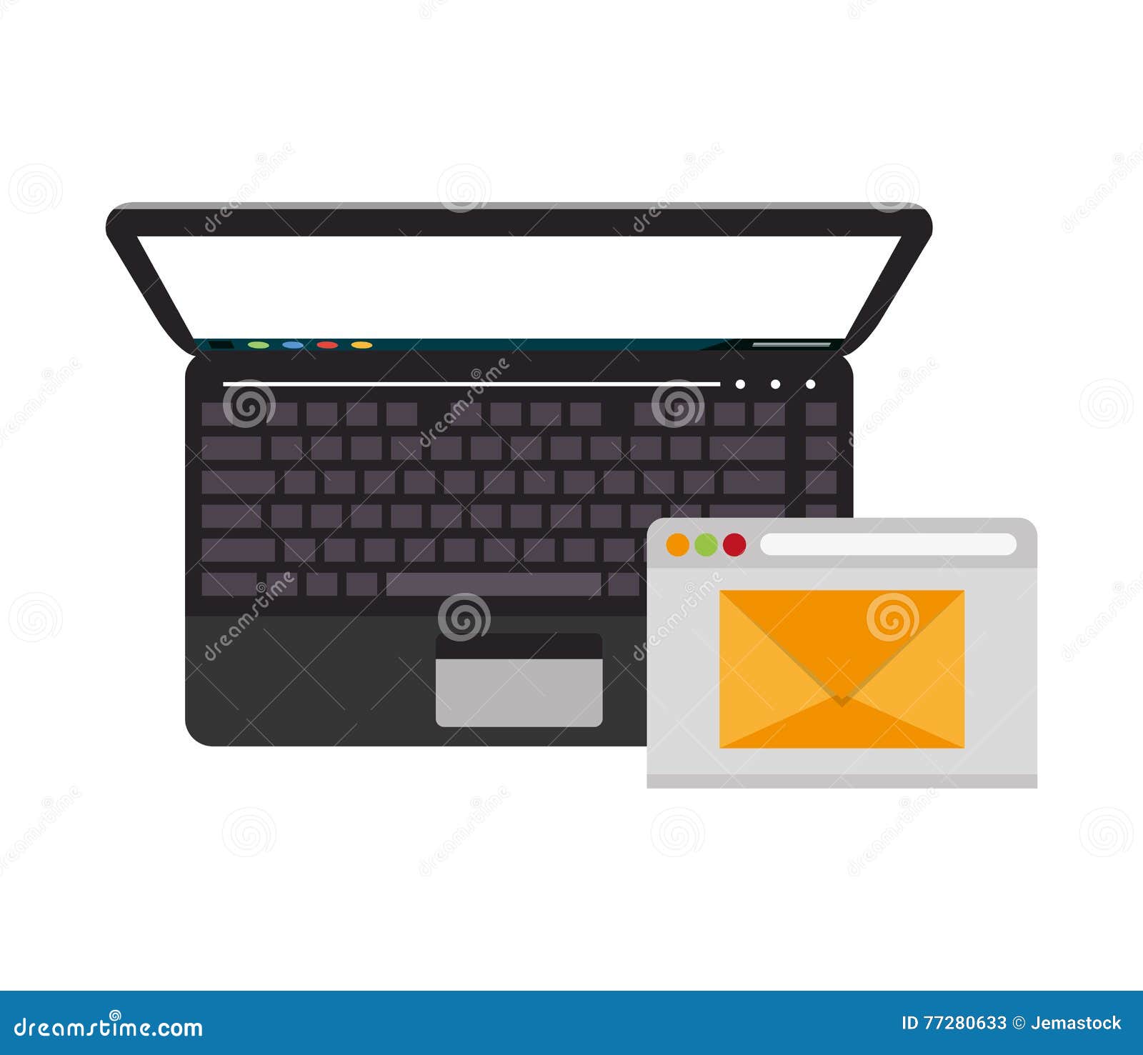 Computer and envelope icon stock vector. Illustration of equipment ...