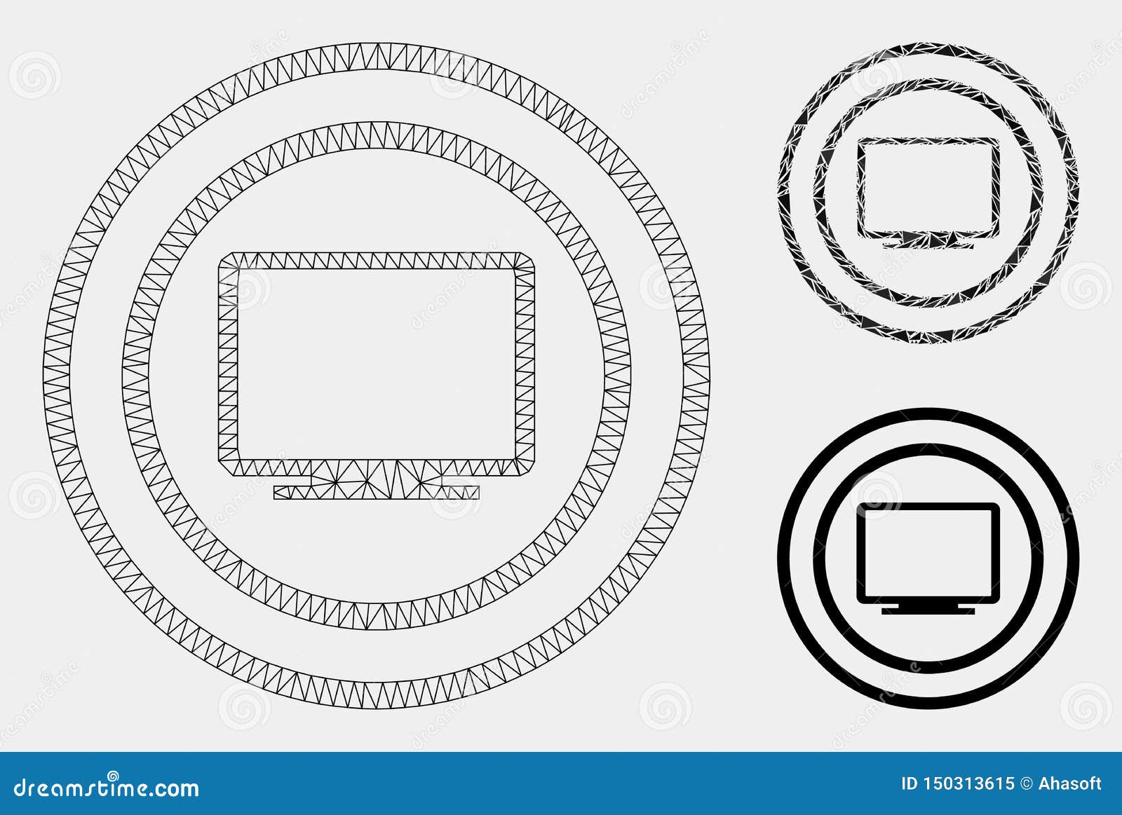 Computer Environment Vector Mesh Network Model And Triangle Mosaic Icon Stock Vector