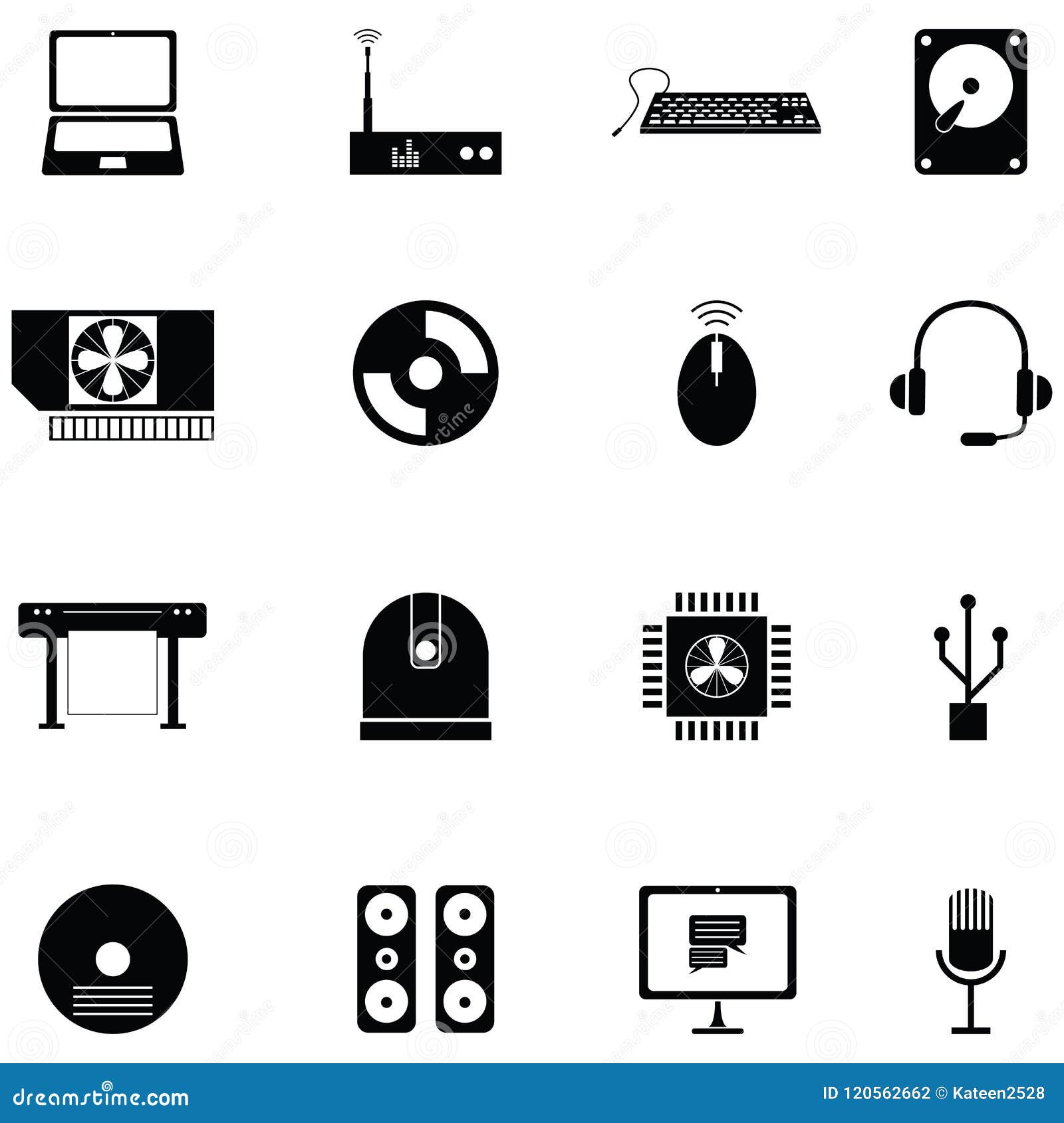 Computer Equipment Icon Set Stock Vector - Illustration of line ...