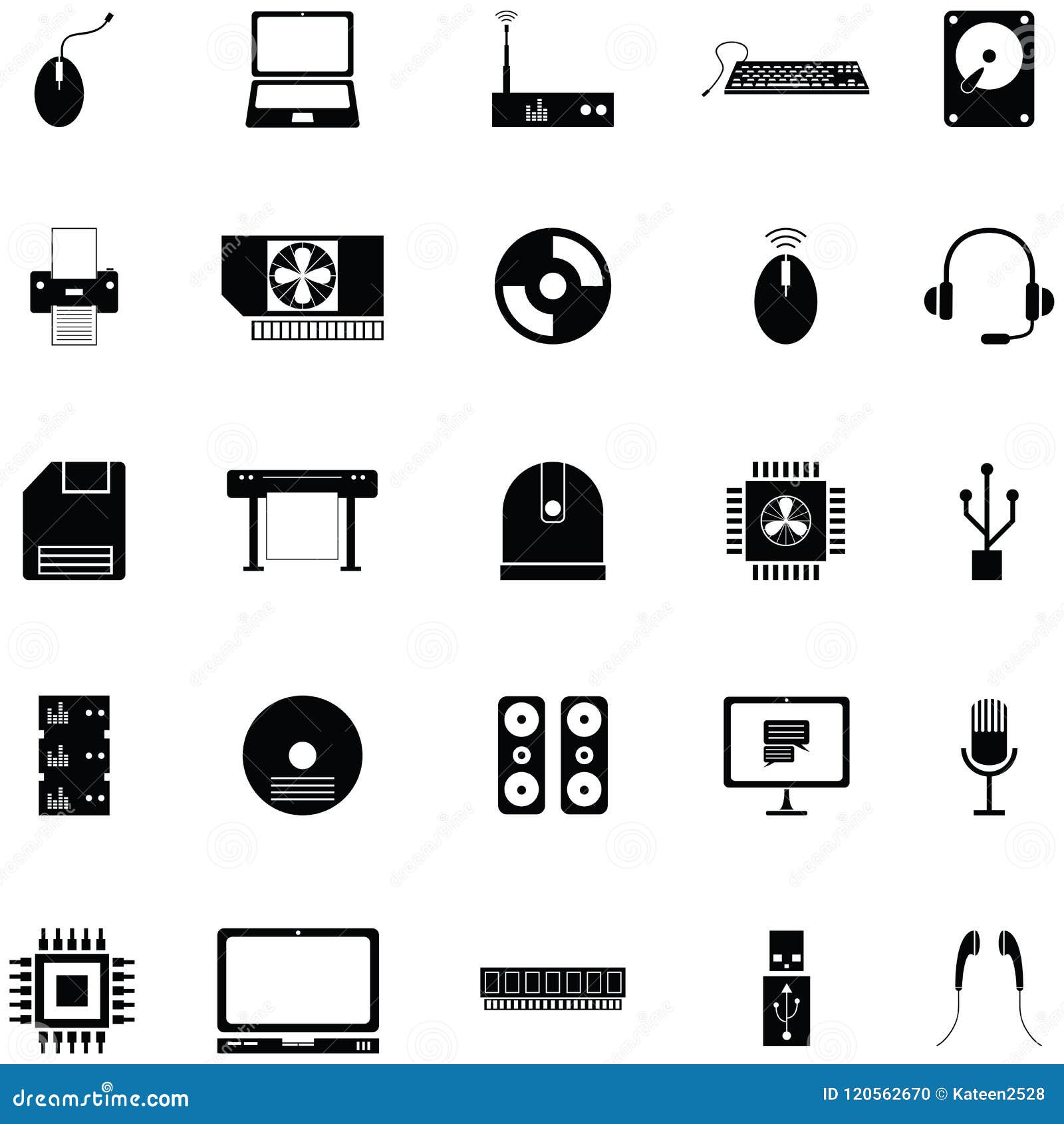 Computer Equipment Icon Set Stock Vector - Illustration of technology ...