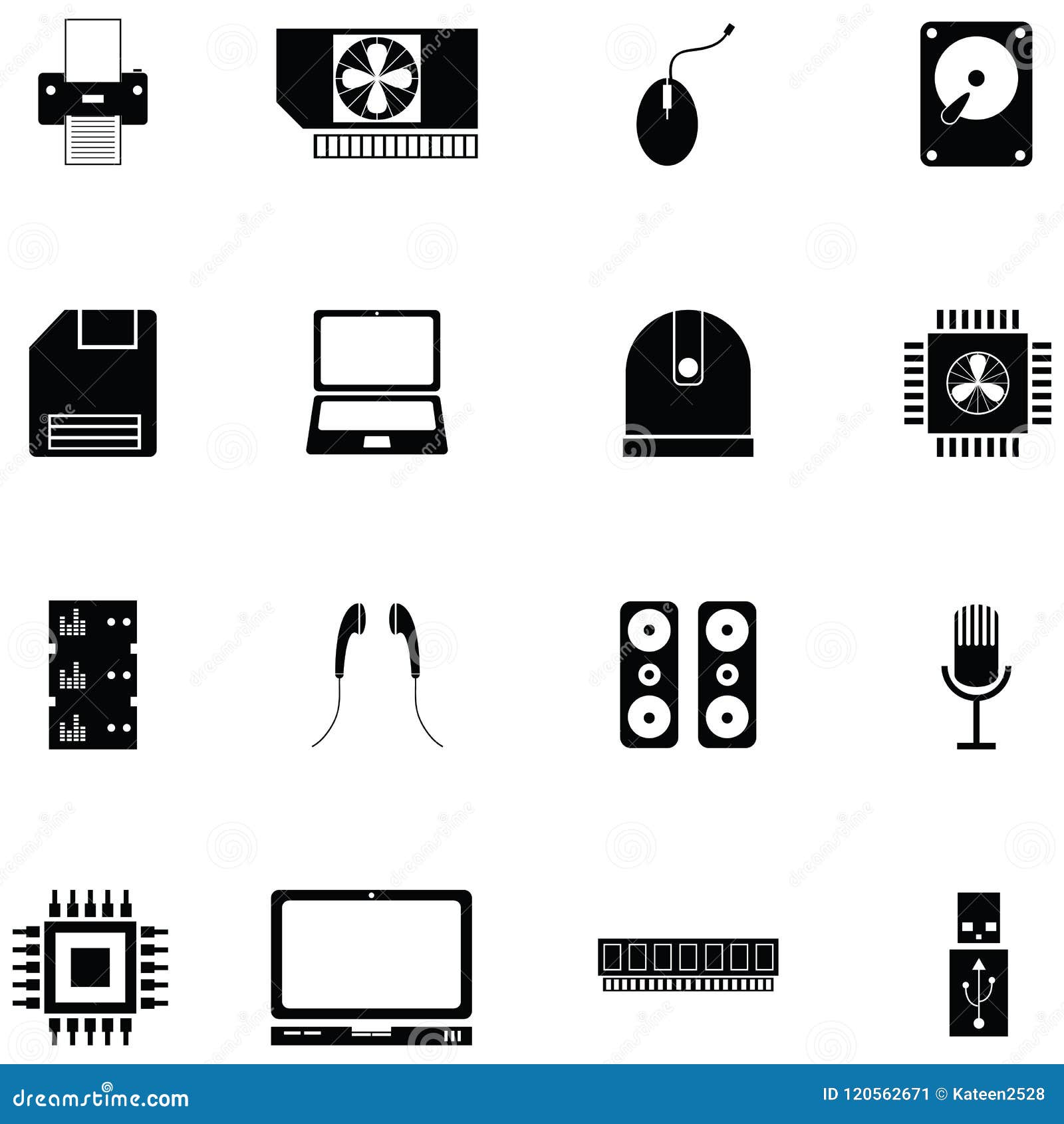 Computer Equipment Icon Set Stock Vector - Illustration of mobile ...