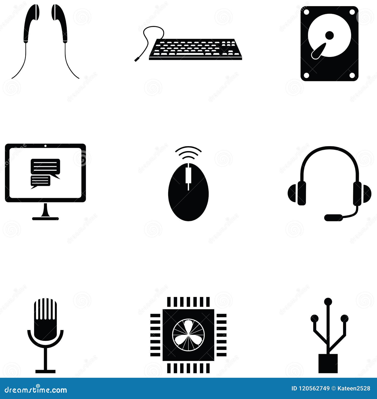Computer Equipment Icon Set Stock Vector - Illustration of control ...