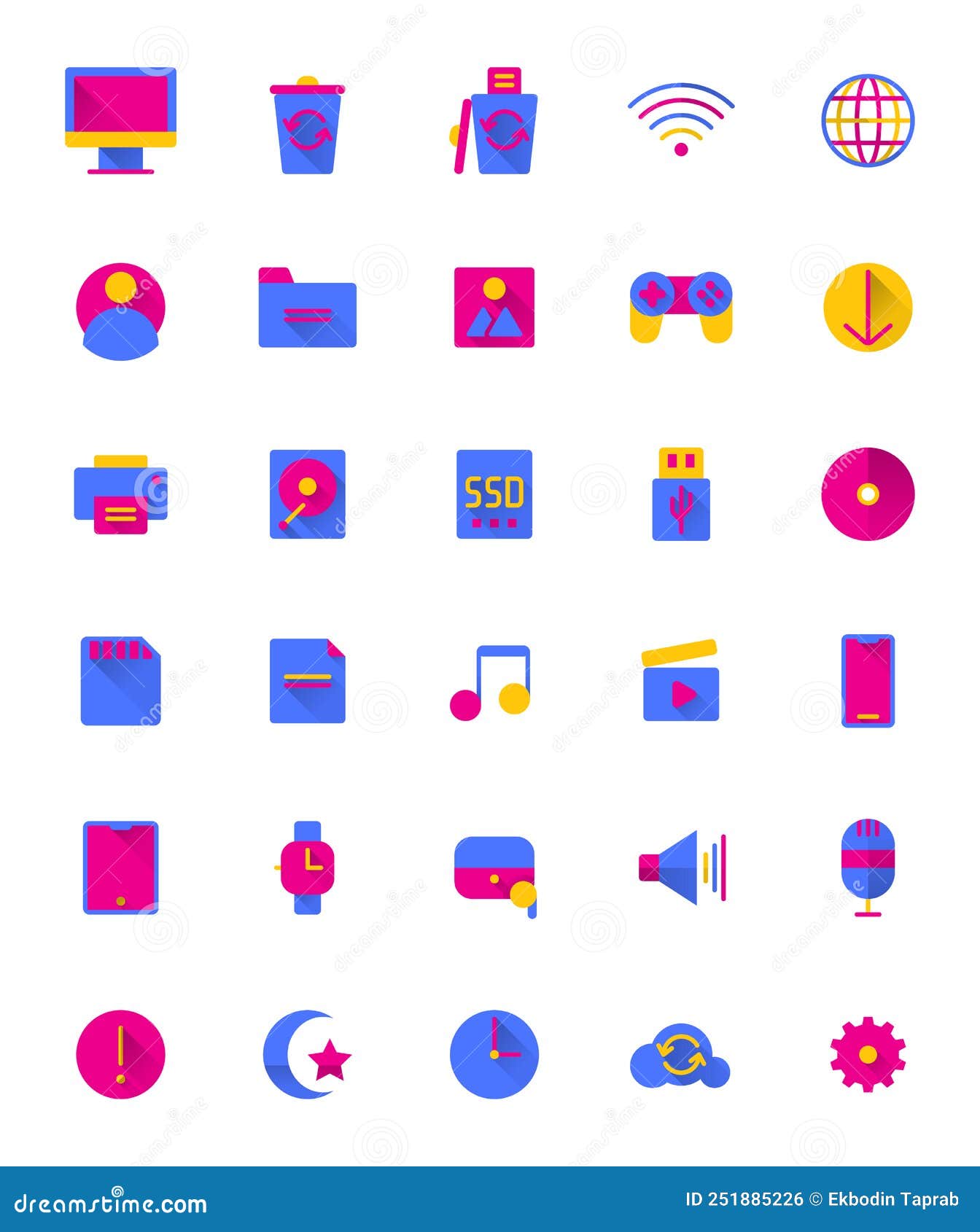 Computer and it Equipment Icon Set Stock Vector - Illustration of ...