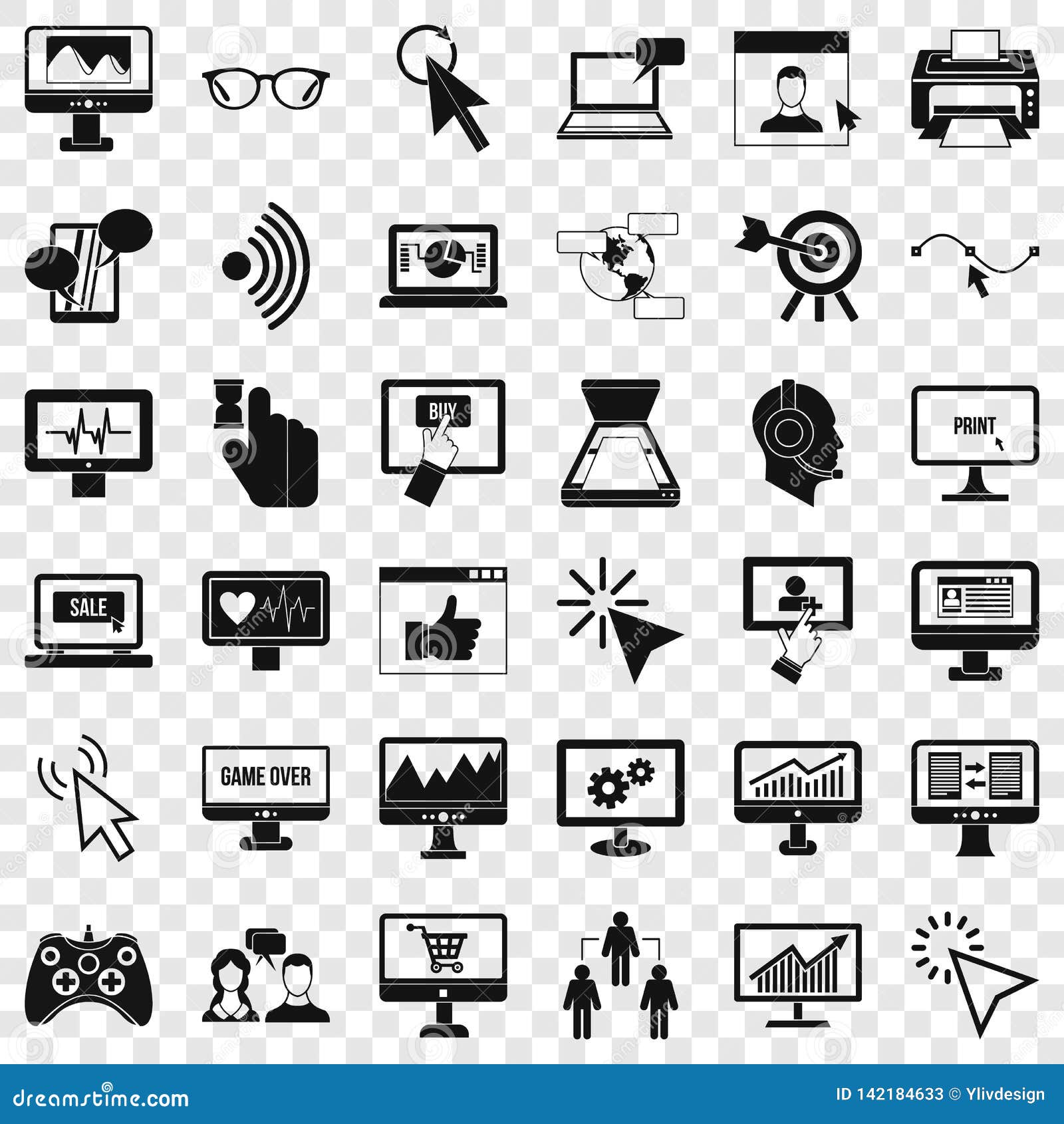 Computer Equipment Icons Set, Simple Style Stock Vector - Illustration ...