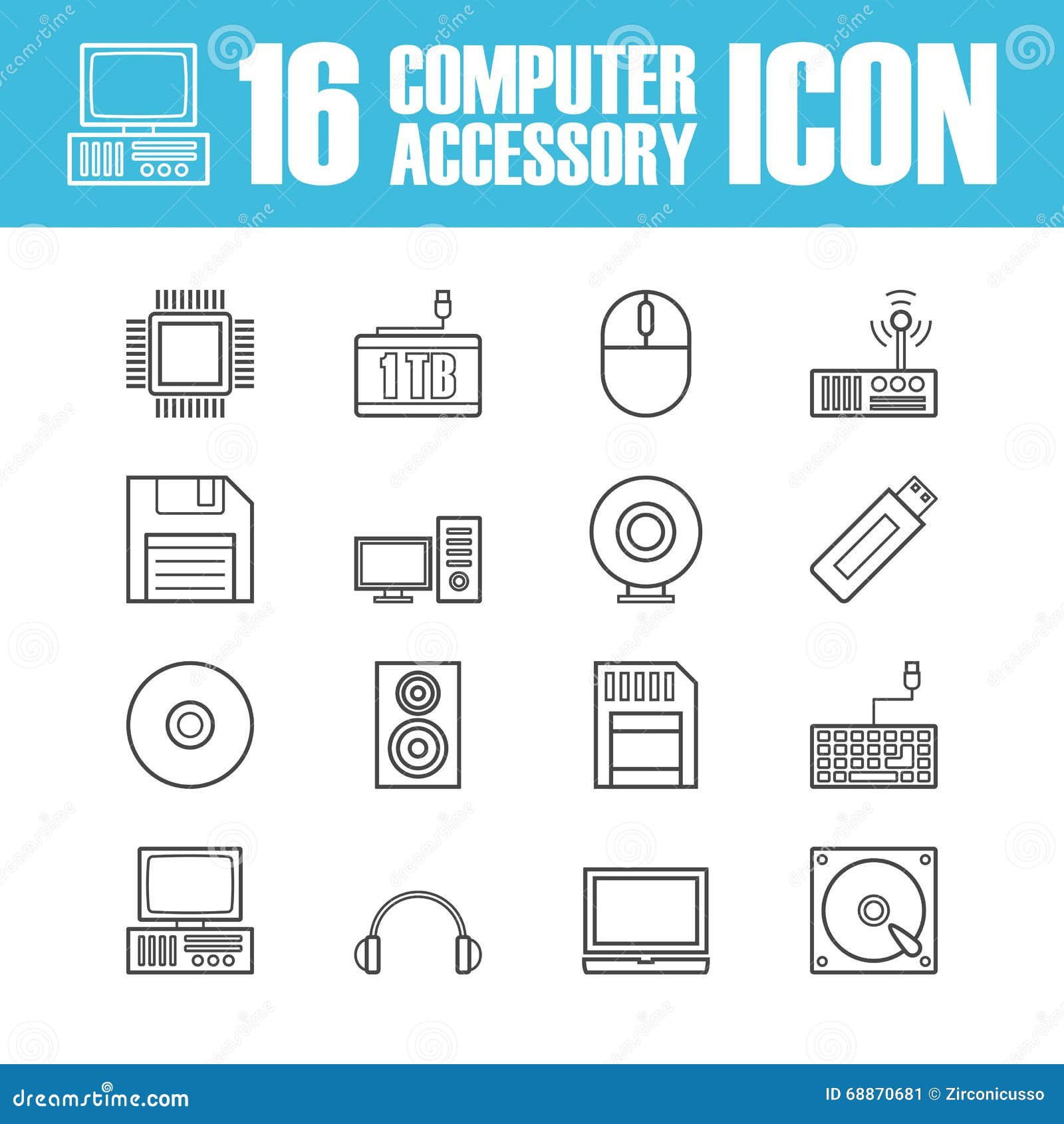 Computer Equipment Outline Icon Stock Vector - Illustration of ...