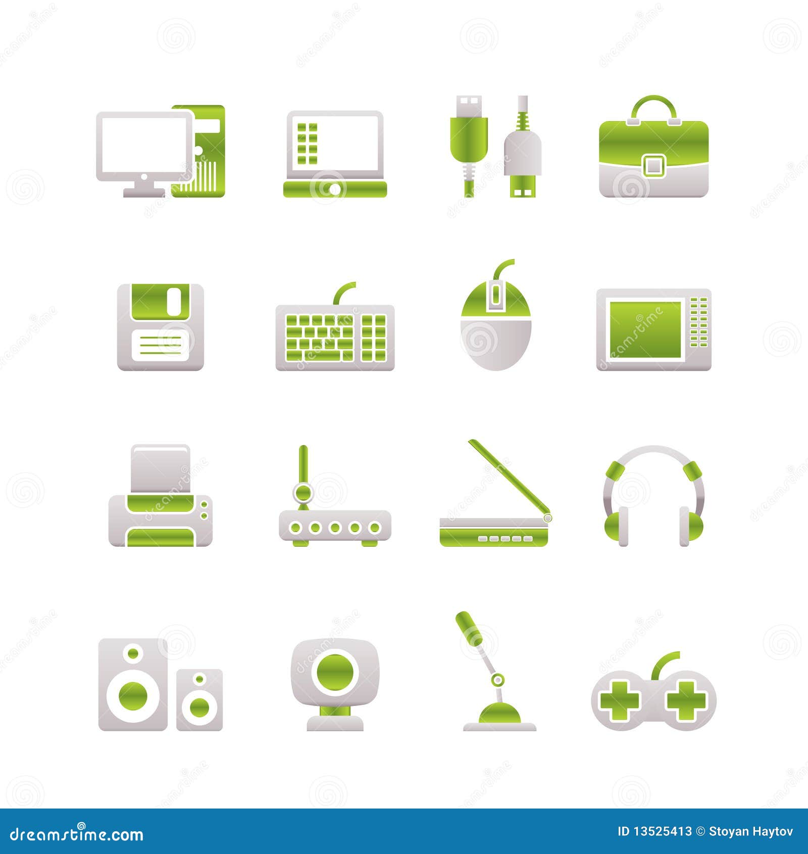 Computer Equipment and Periphery Icons Stock Vector - Illustration of ...