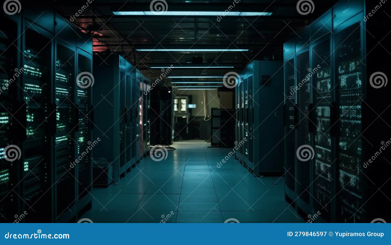 Computer Equipment in a Row Inside Modern Storage Compartment Generated ...