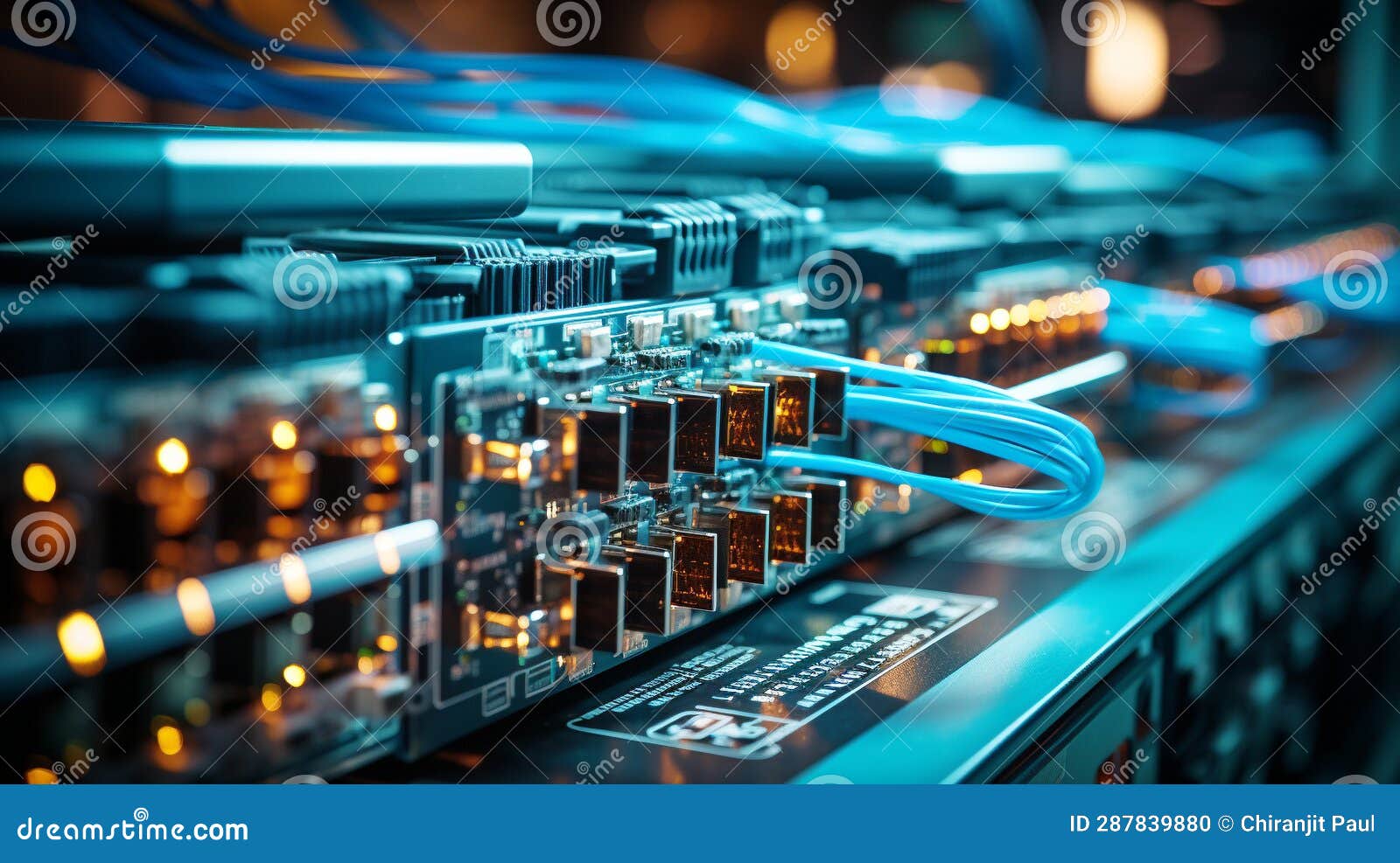 Computer Equipment in Row Secure Network Connection Stock Illustration ...