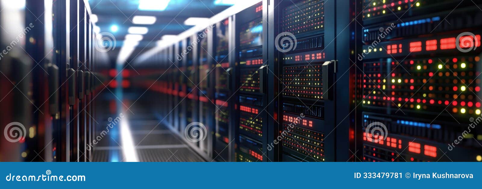 Computer Equipment in a Server Room Data Center. Rows of Computer Racks ...