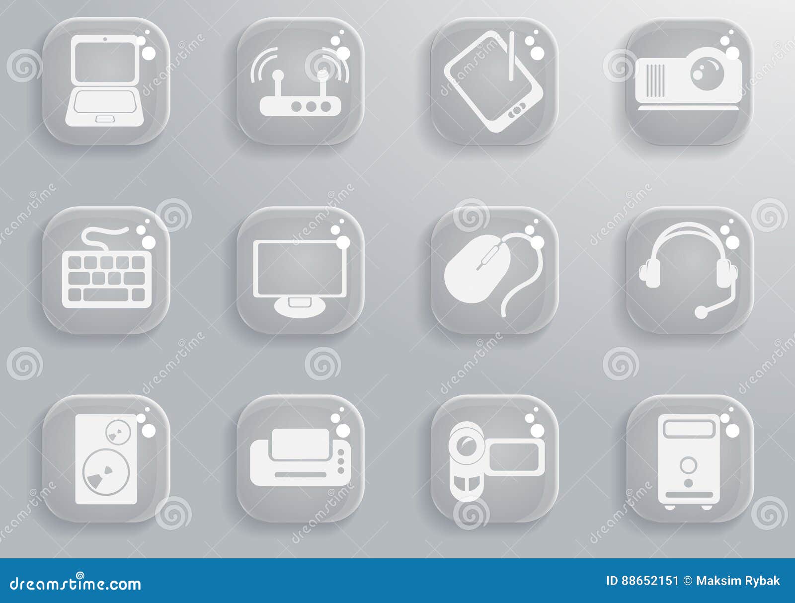 Computer Equipment Simple Icons Stock Illustration - Illustration of ...