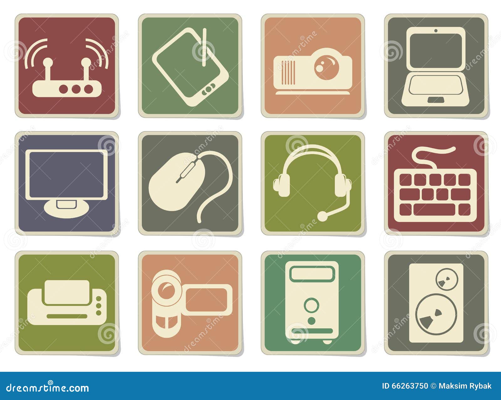 Computer Equipment Simple Vector Icons Stock Vector - Illustration of ...