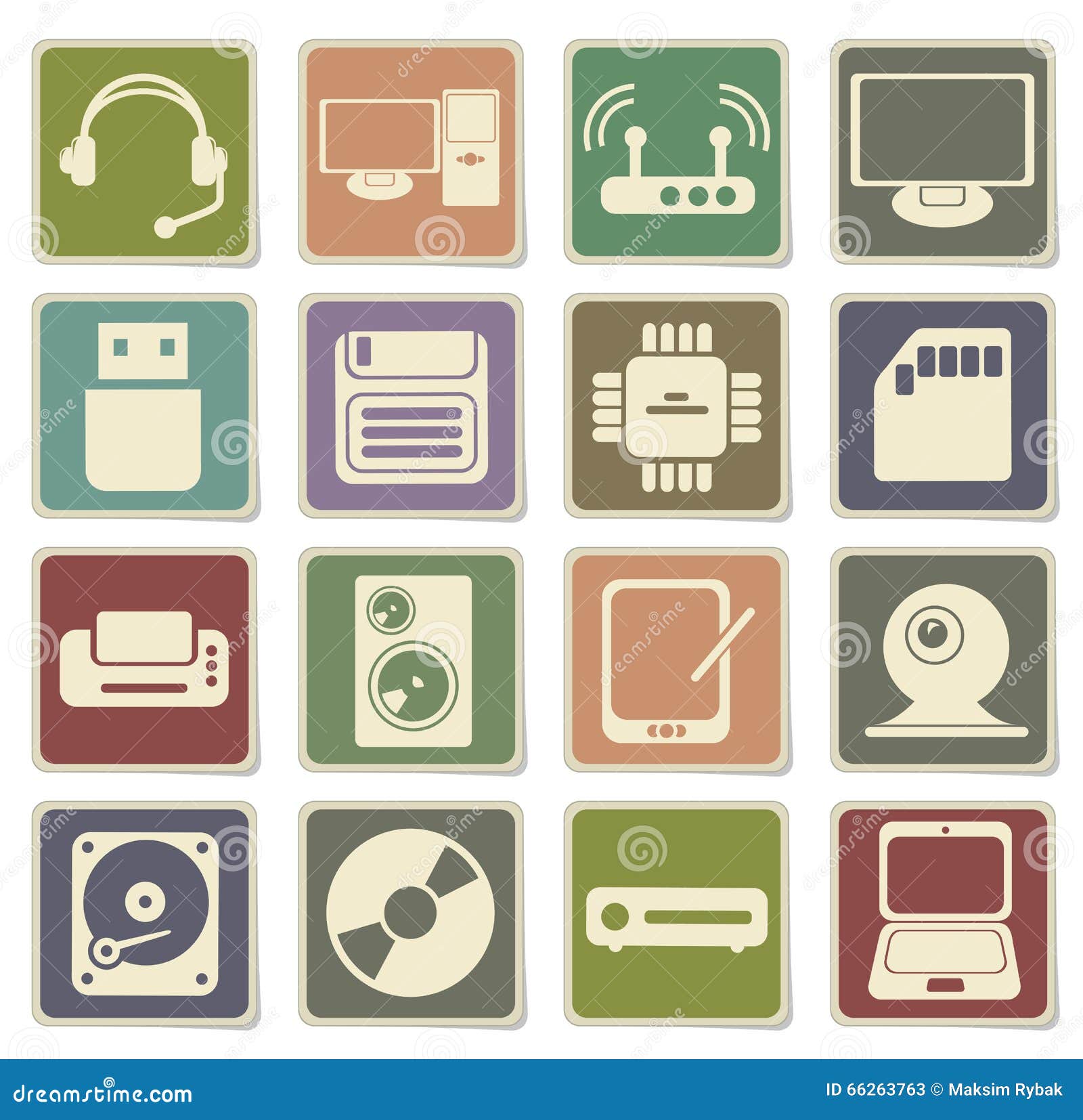 Computer Equipment Simple Vector Icons Stock Vector - Illustration of ...