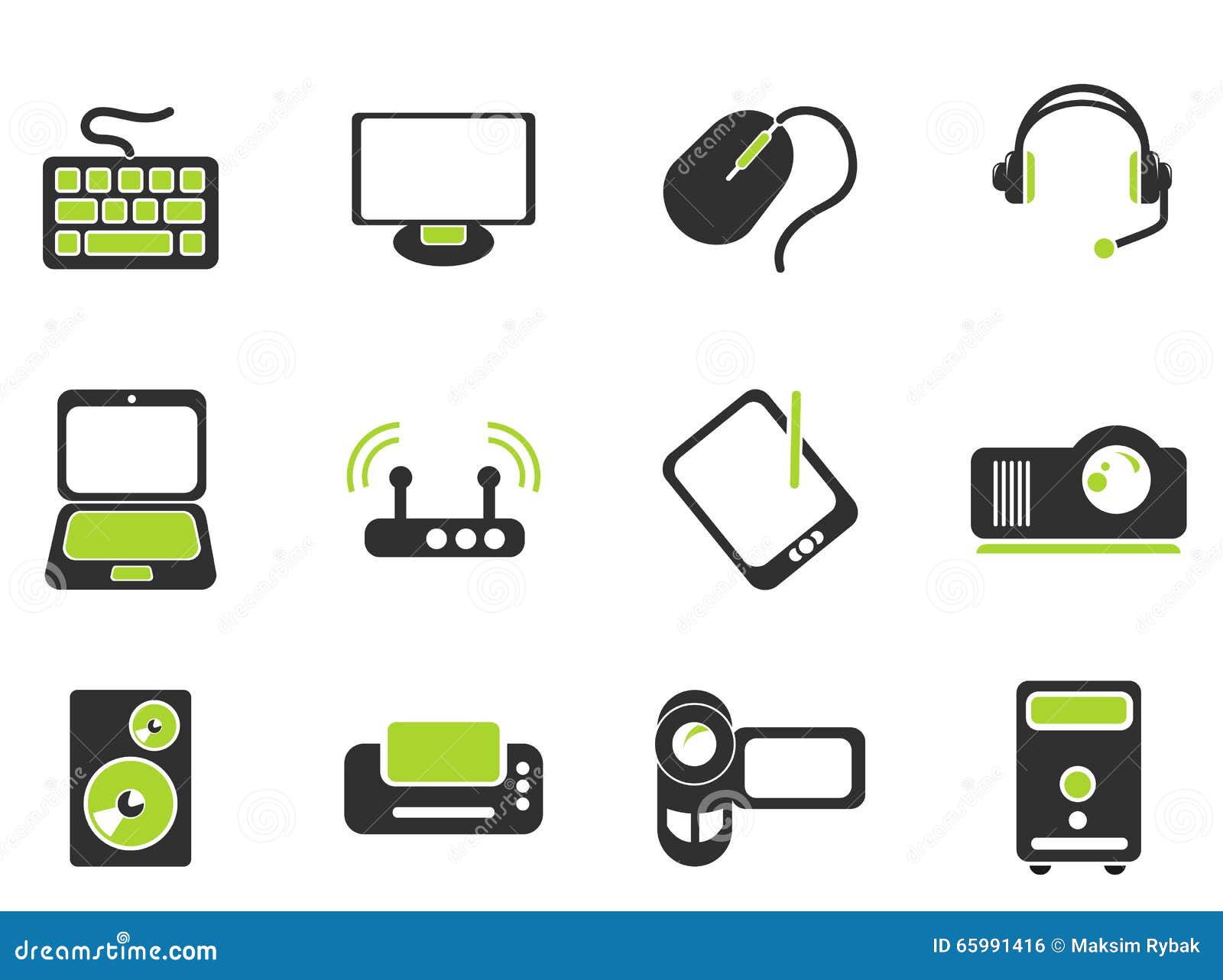 Computer Equipment Simple Vector Icons Stock Vector - Illustration of ...