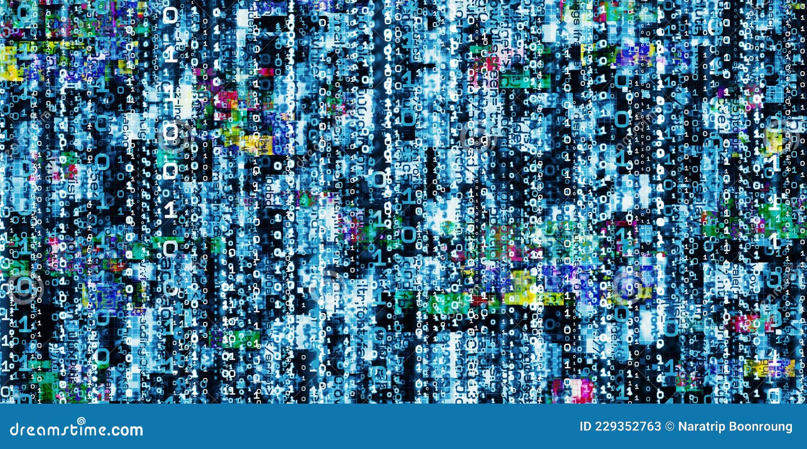 Computer Error Display Corrupt Binary Data Hacker Digital Binary Data Screen Background 3d ...