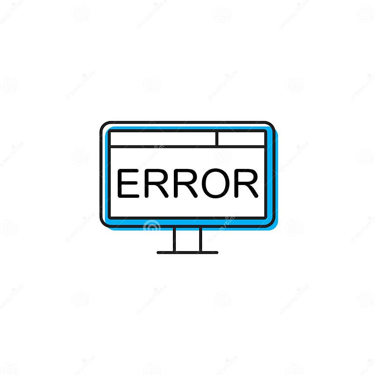 Computer Error Screen Vector Icon Concept, Isolated on White Background ...