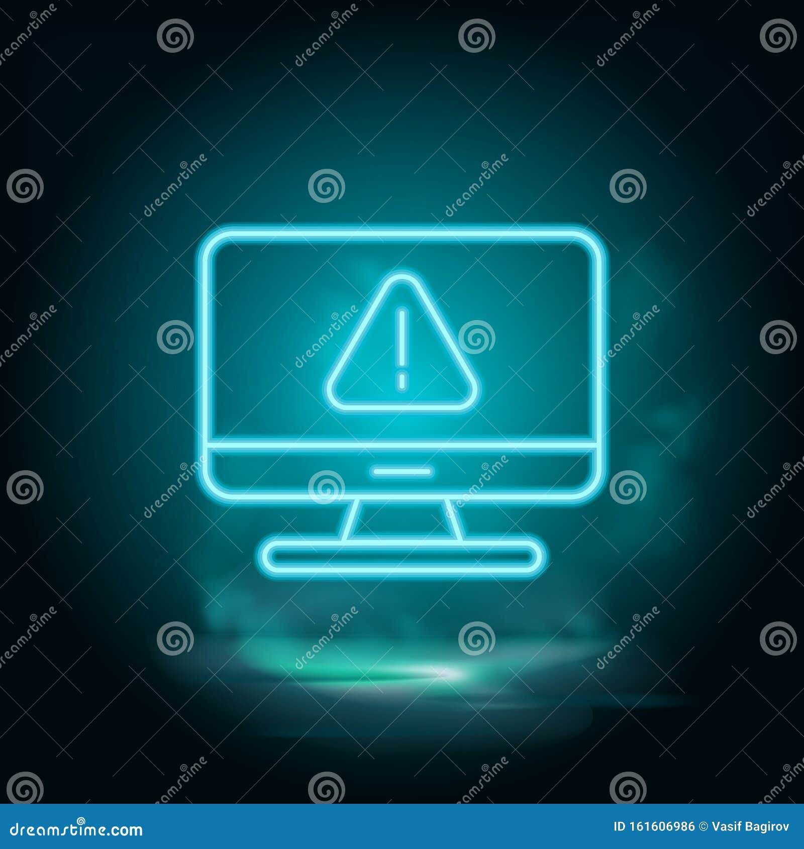 Computer , Error Vector Blue Neon Icon Stock Illustration ...