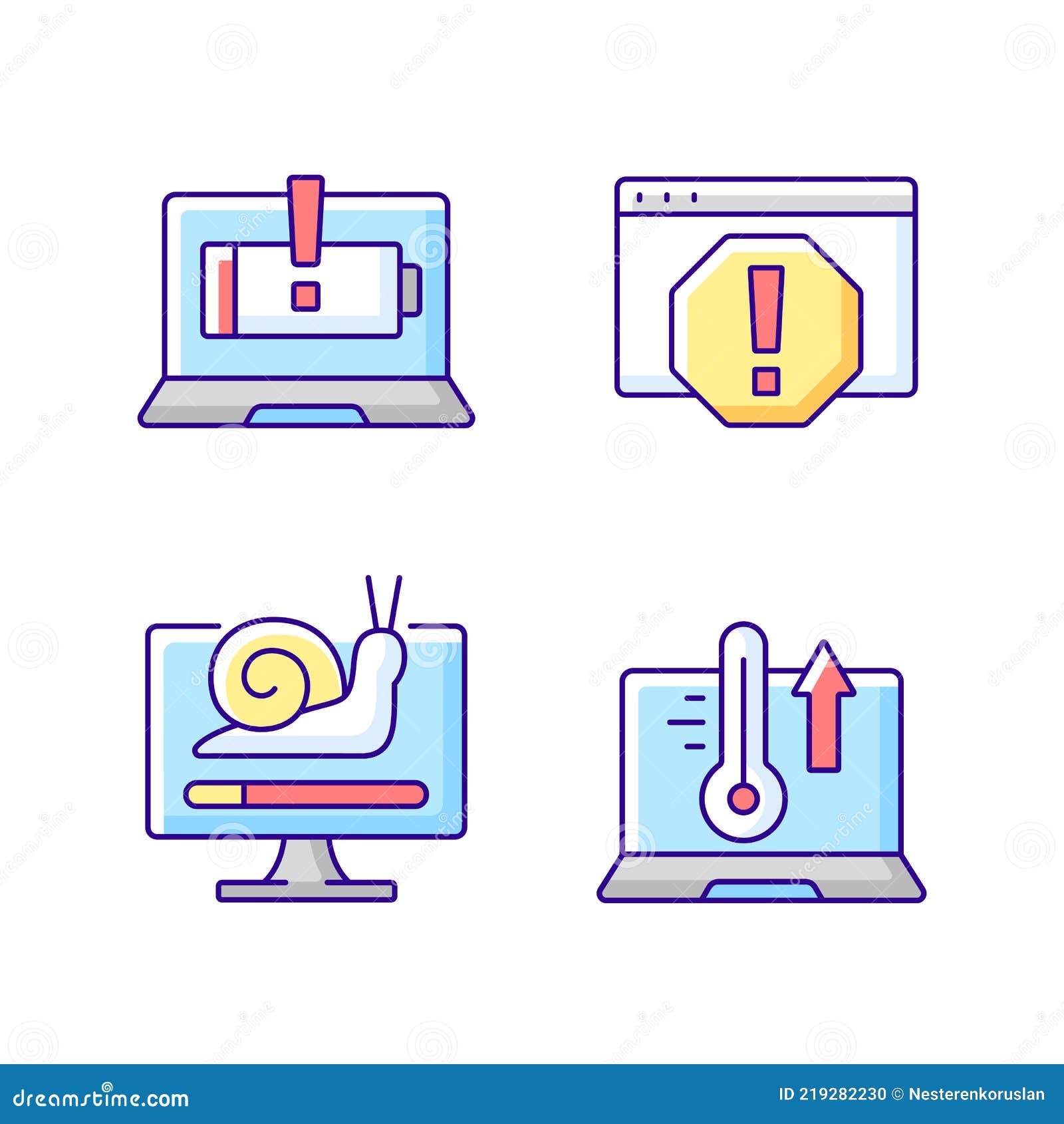 Battery Overheating Problem Linear Icon Vector Illustration ...