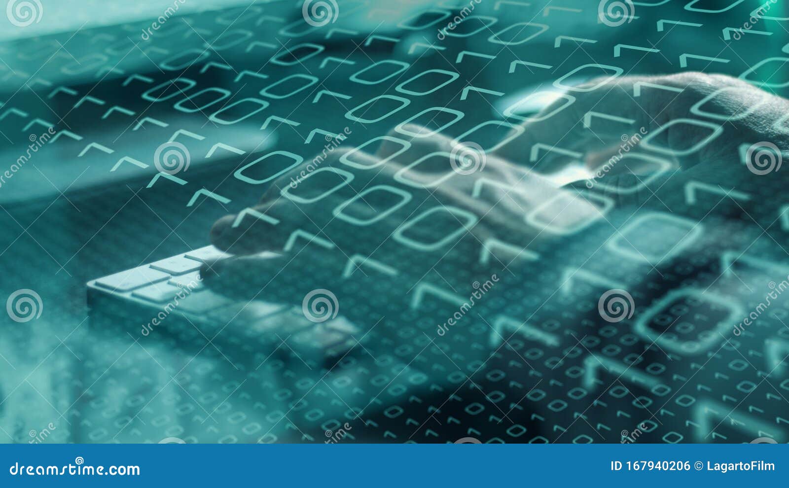 Computer Espionage in Global Internet Network, Binary Data Flow Stock ...