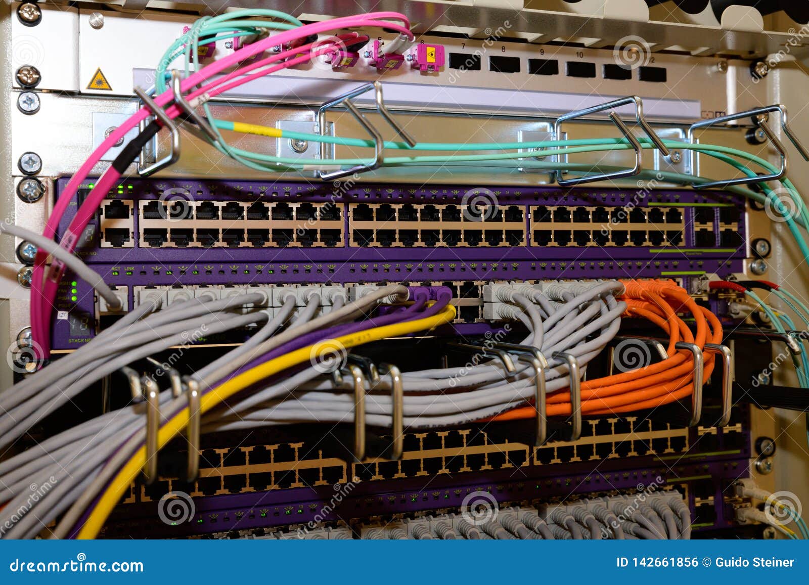 Computer Ethernet Panel with Copper and Fiber Stock Photo - Image of ...