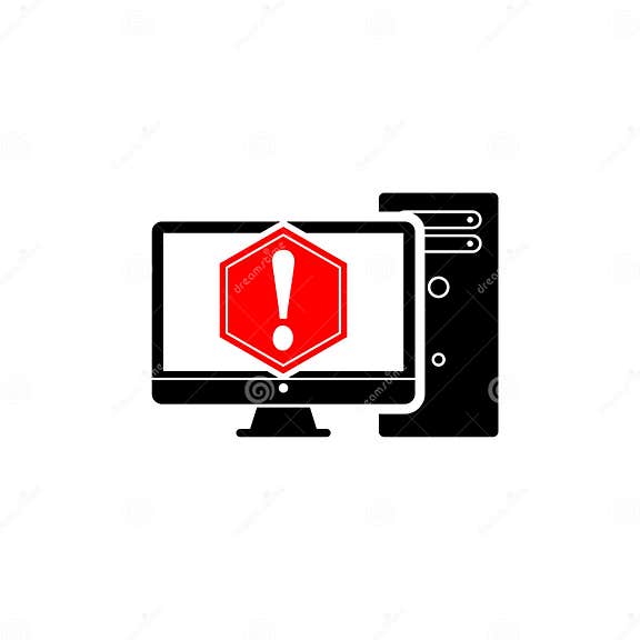 Computer with Exclamation Mark Icon. Warning Concept Isolated on White ...