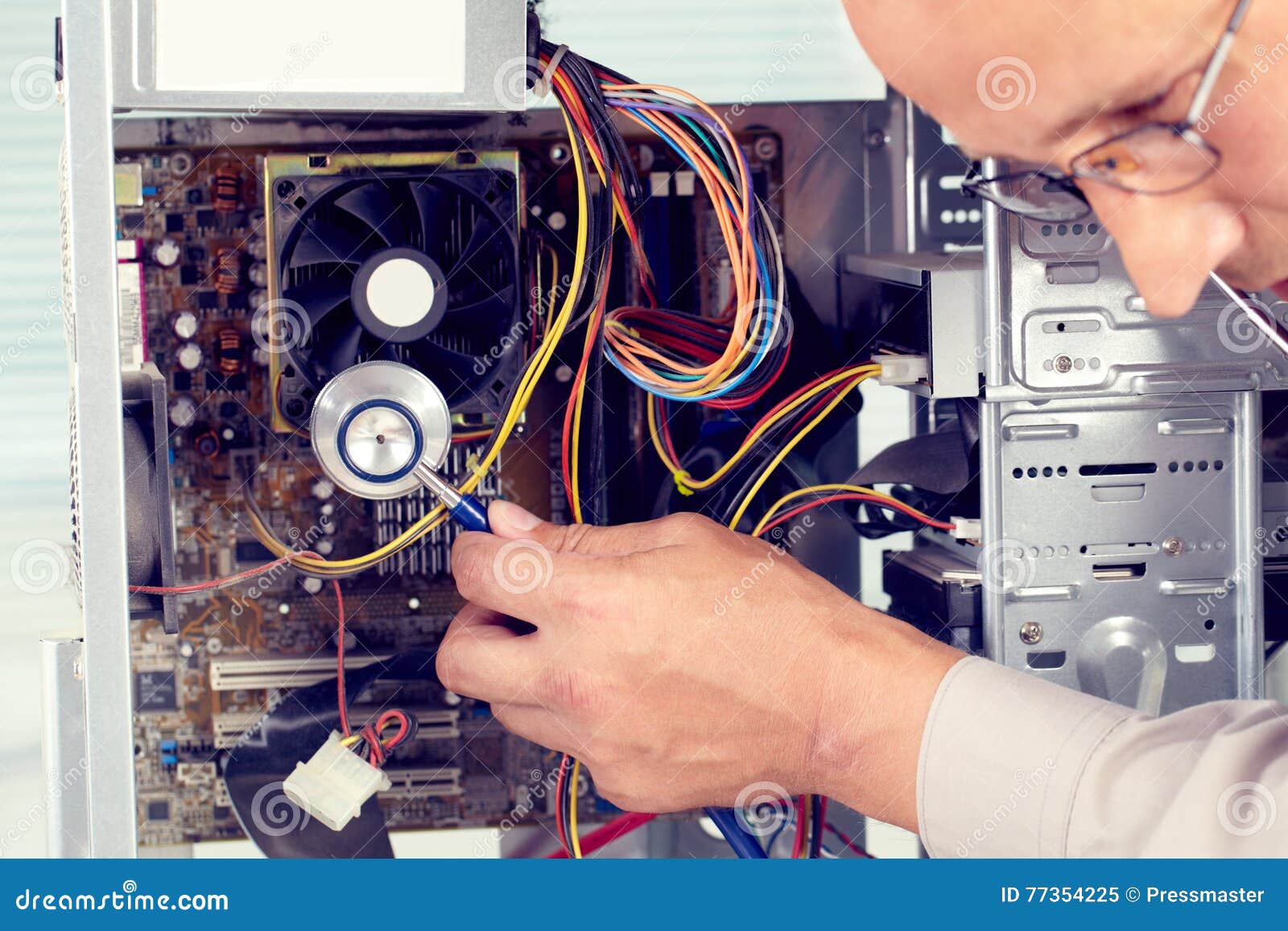 Computer expert stock image. Image of stethoscope, glasses - 77354225