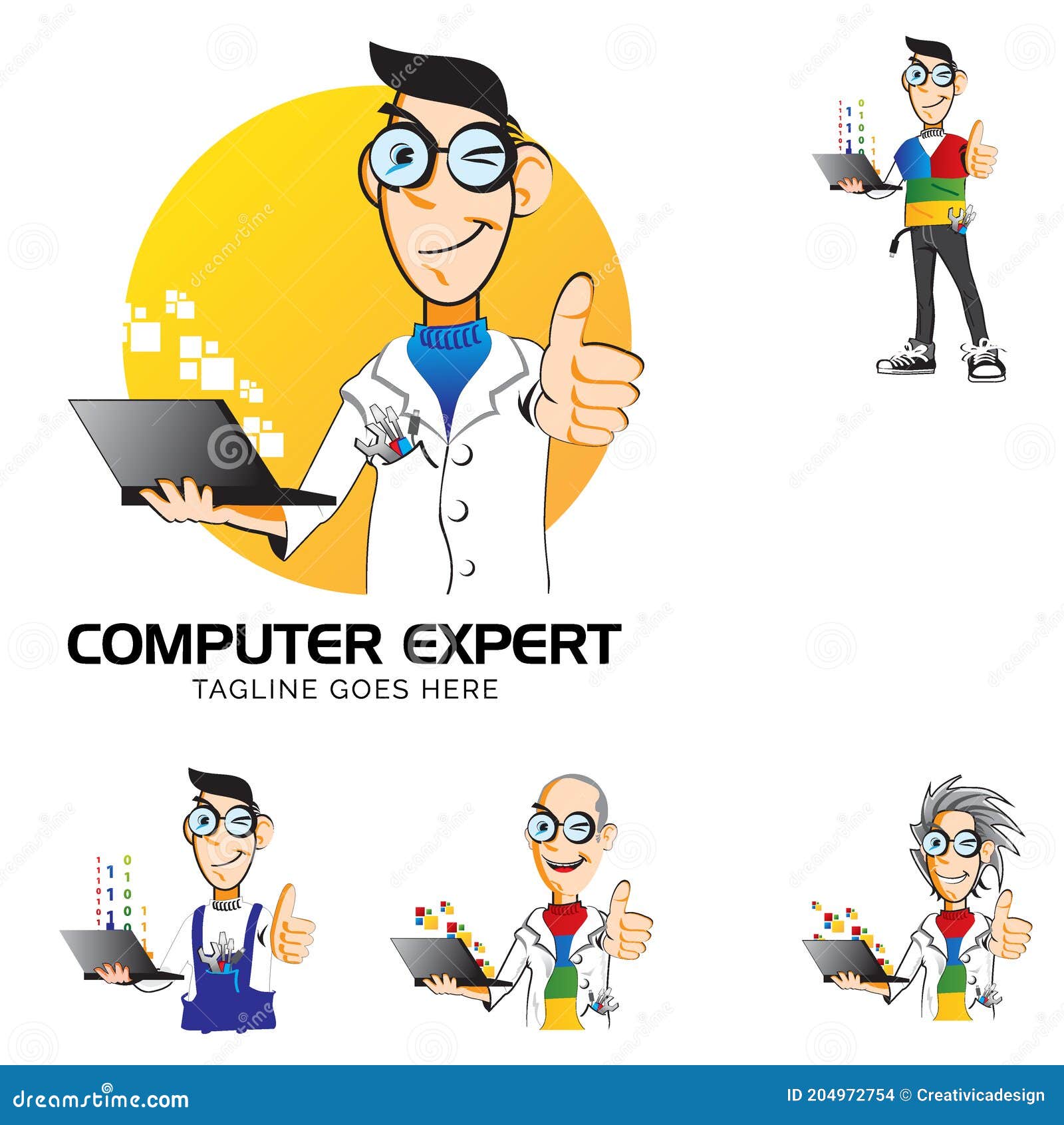 Computer Expert Mascot Symbol Vector Stock Vector - Illustration of ...