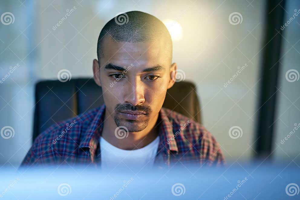 Computer Face And Serious With Developer Man In Office For Coding Programming Or Web Design