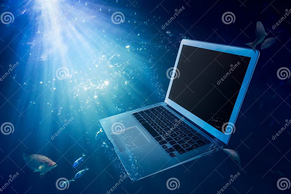 Computer Failure Concept with Laptop on Water Stock Image - Image of ...