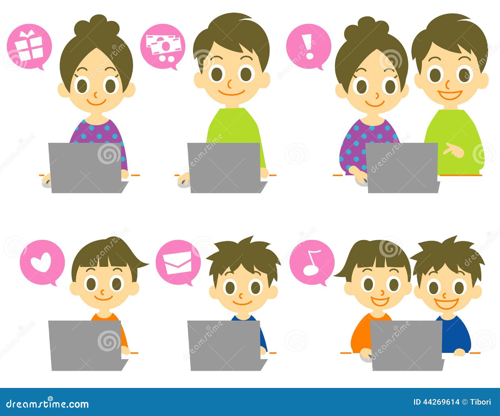 Computer family stock vector. Illustration of learning - 44269614