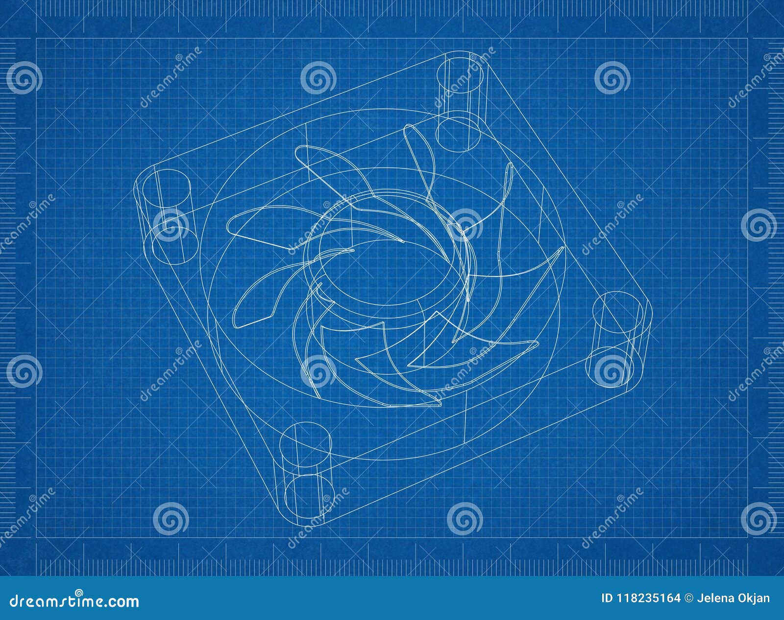 Computer Fan Architect Blueprint Stock Illustration - Illustration of ...