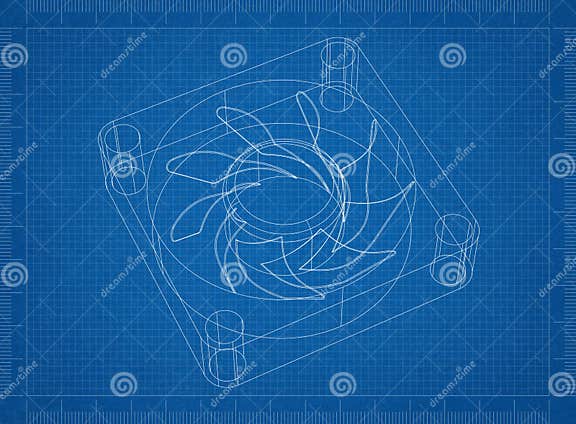 Computer Fan Architect Blueprint Stock Illustration - Illustration of ...