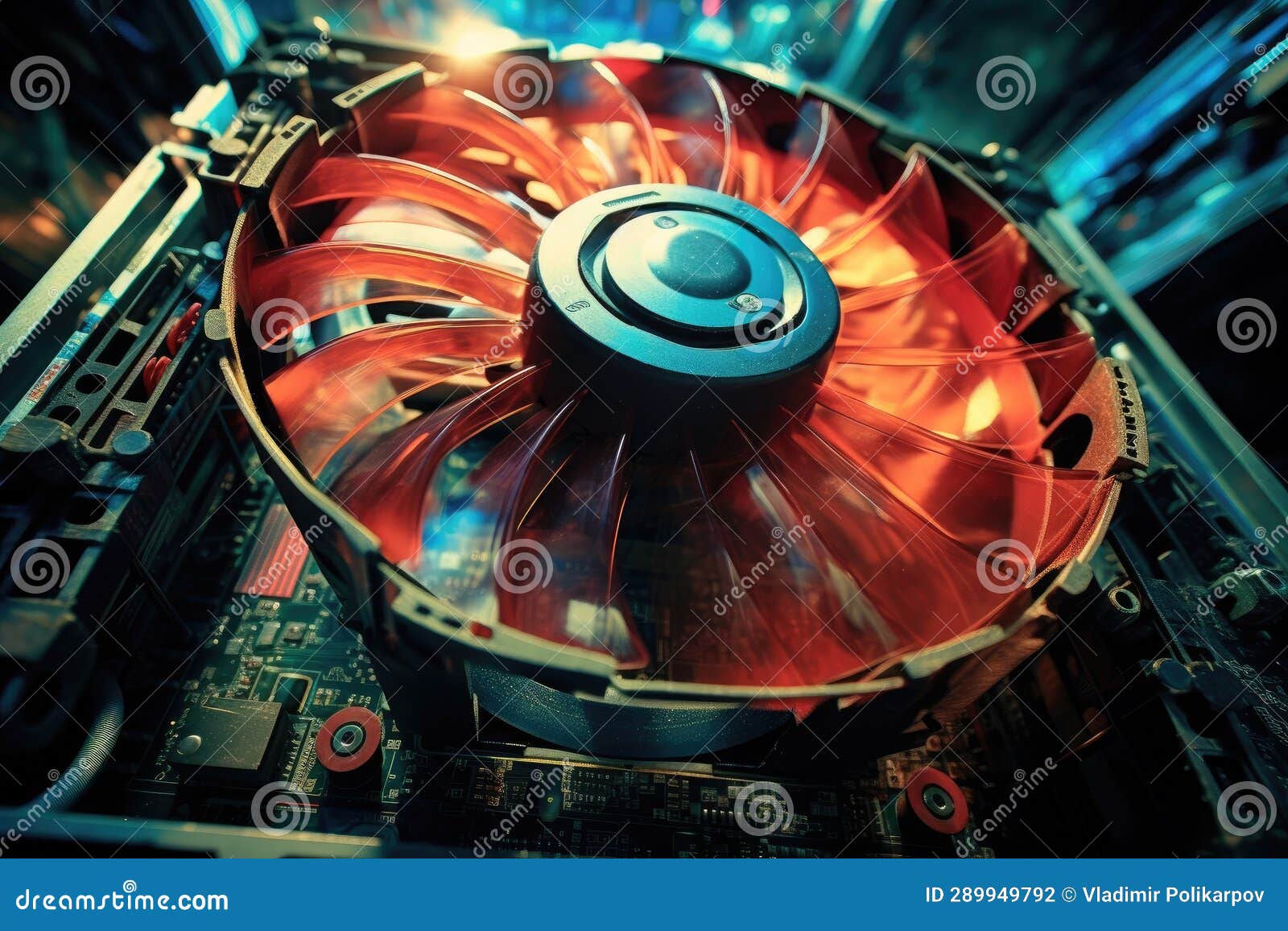 Computer Fan Close-up. Cooling the Motherboard Stock Photo - Image of ...
