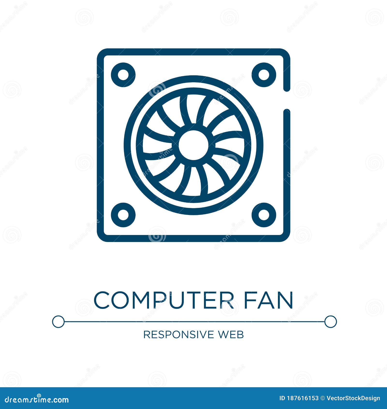 Computer Fan Icon. Linear Vector Illustration from Hardware Computer ...