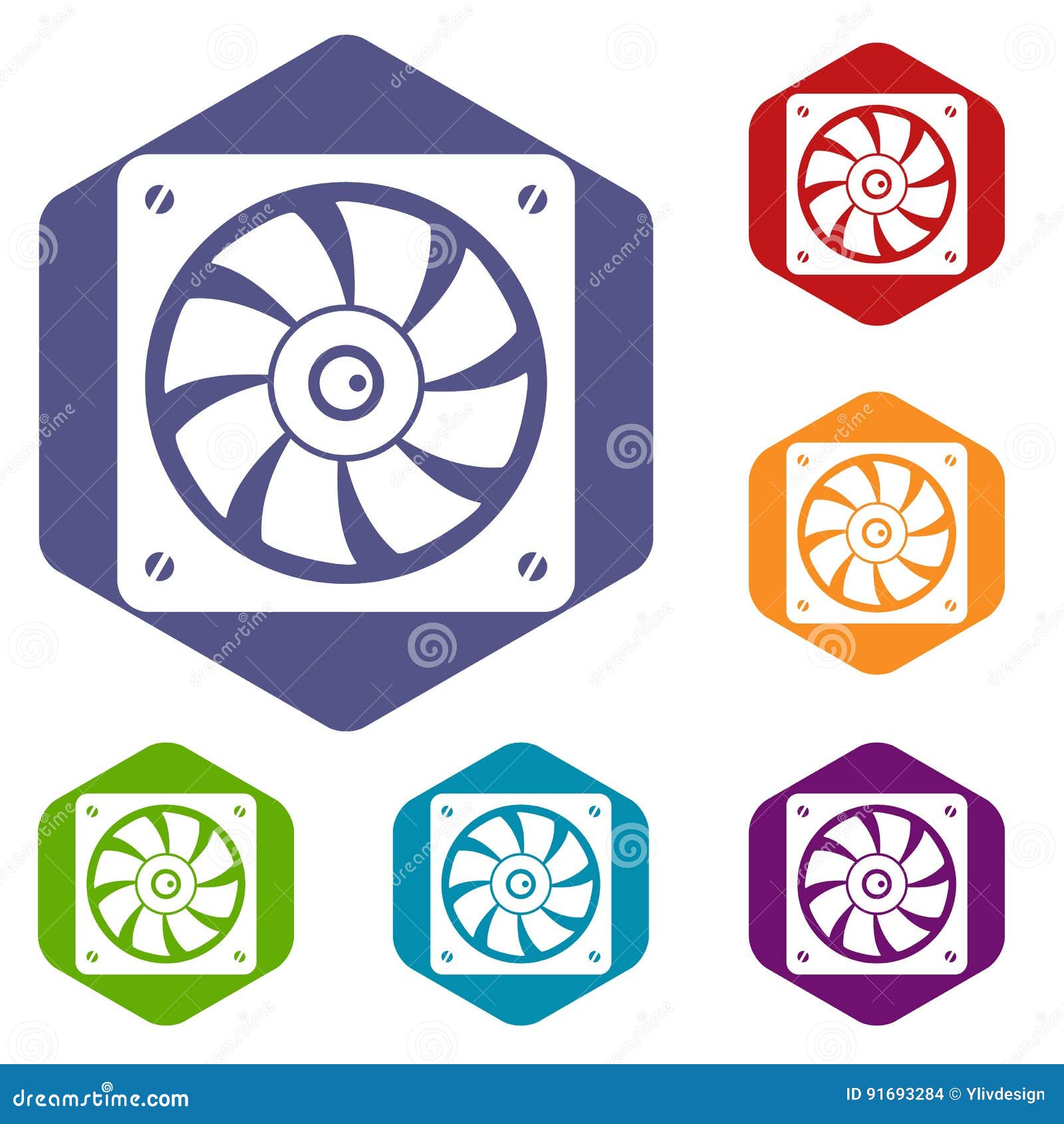 Computer Fan Icons Set Hexagon Stock Vector - Illustration of computer ...