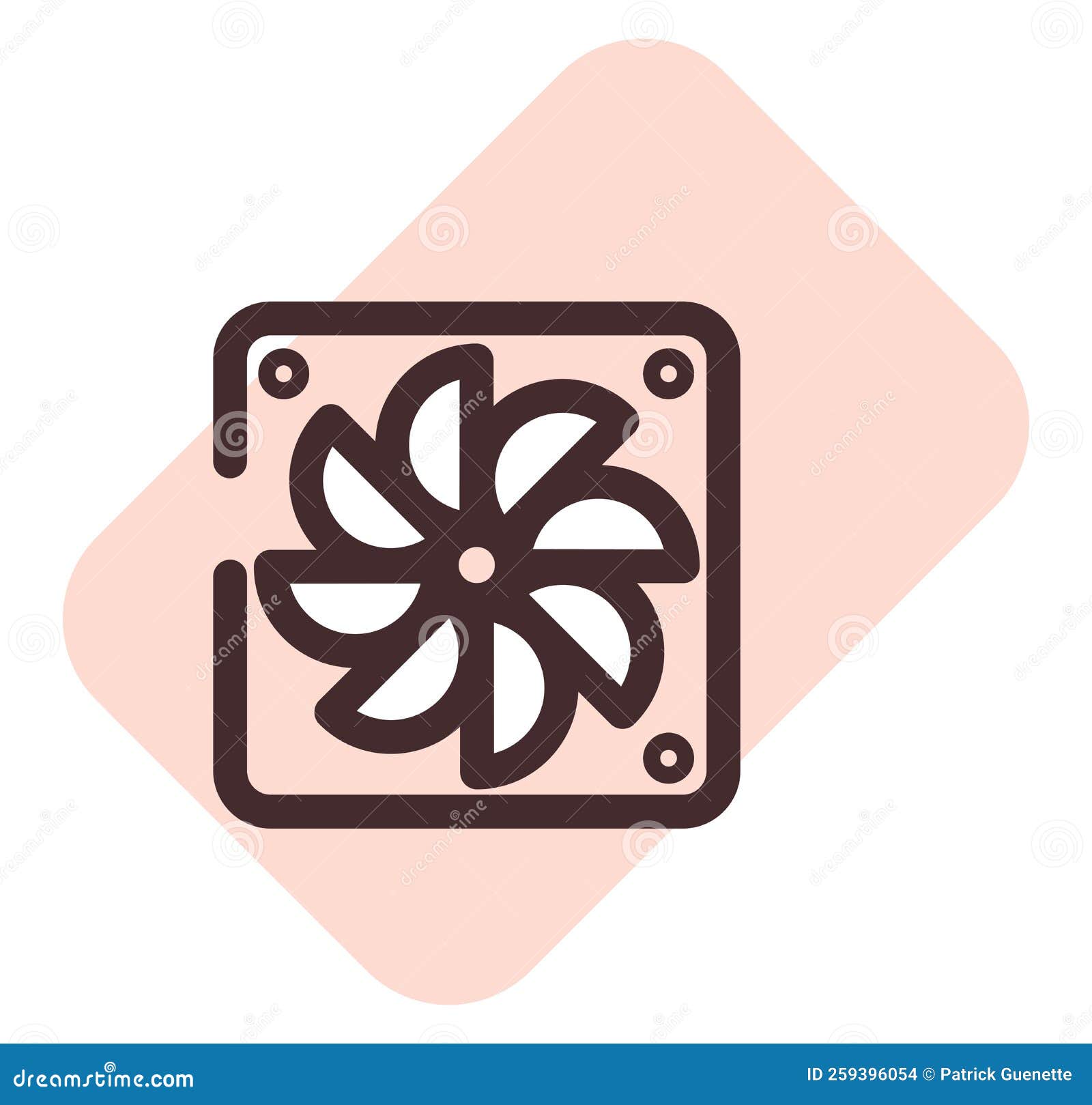 Computer fan, icon stock vector. Illustration of device - 259396054