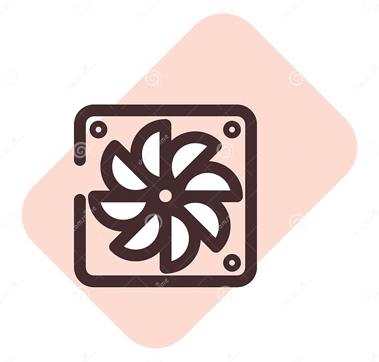 Computer fan, icon stock vector. Illustration of device - 259396054