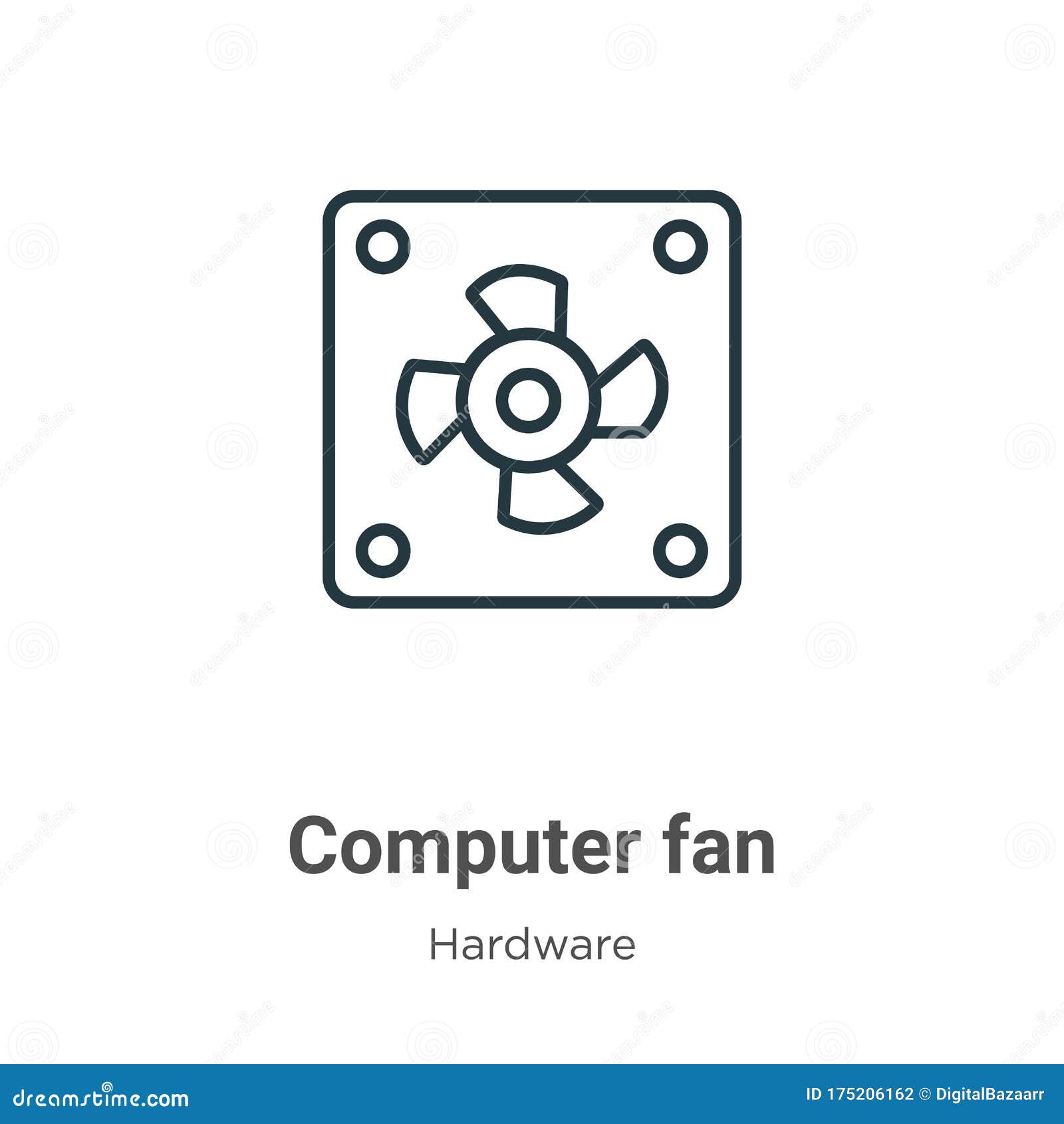 Computer Fan Outline Vector Icon. Thin Line Black Computer Fan Icon ...