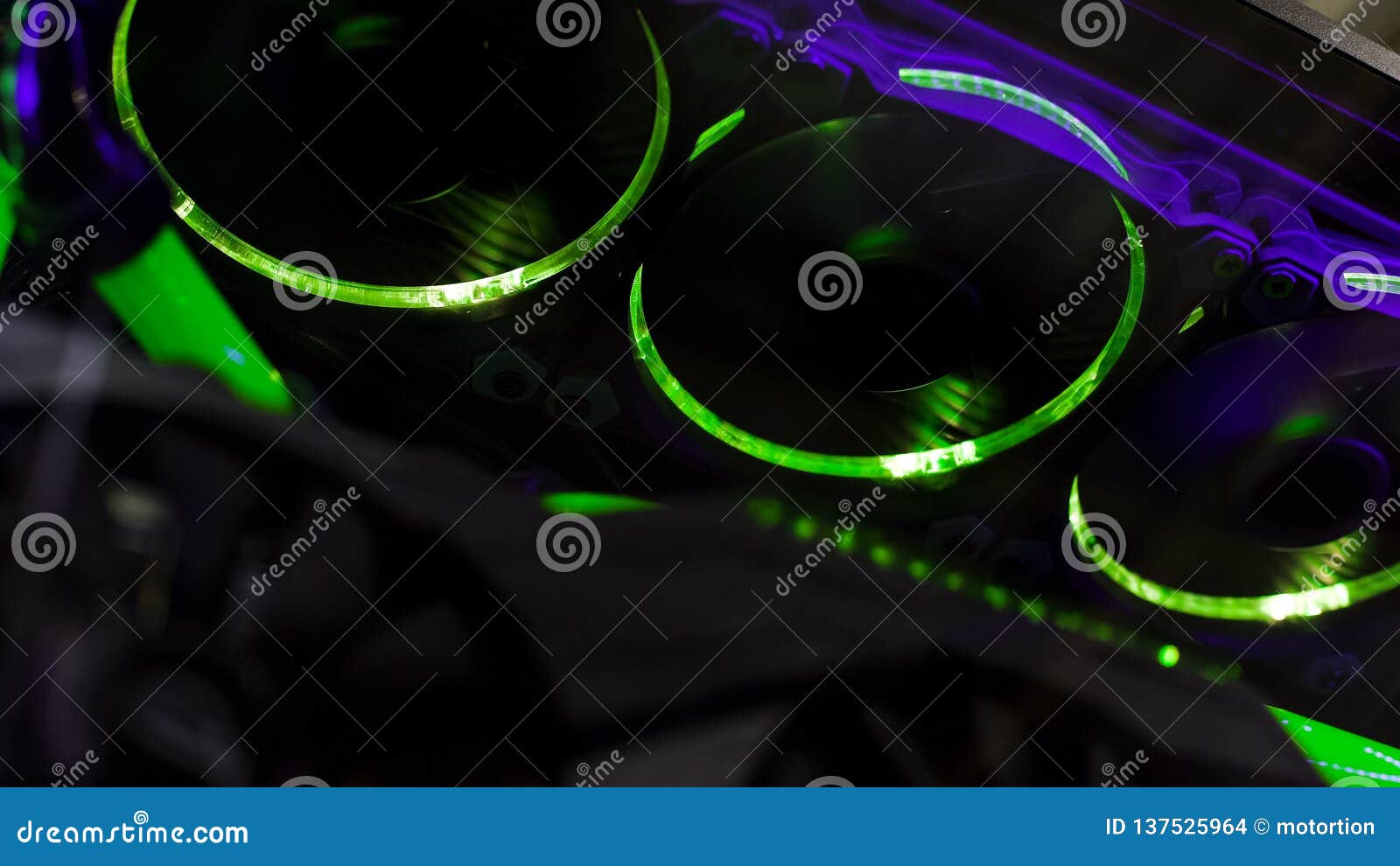 Computer Fans Illuminated with Neon Light, High-end Technologies, Gamer ...