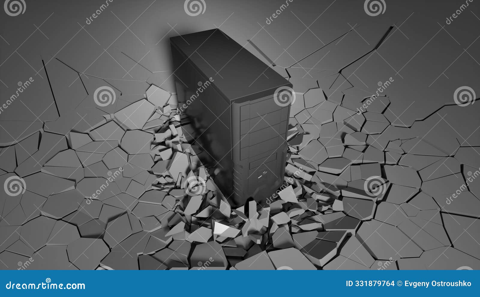 Computer Fell On The Floor And Broke It In Neon Lighting Royalty-Free ...