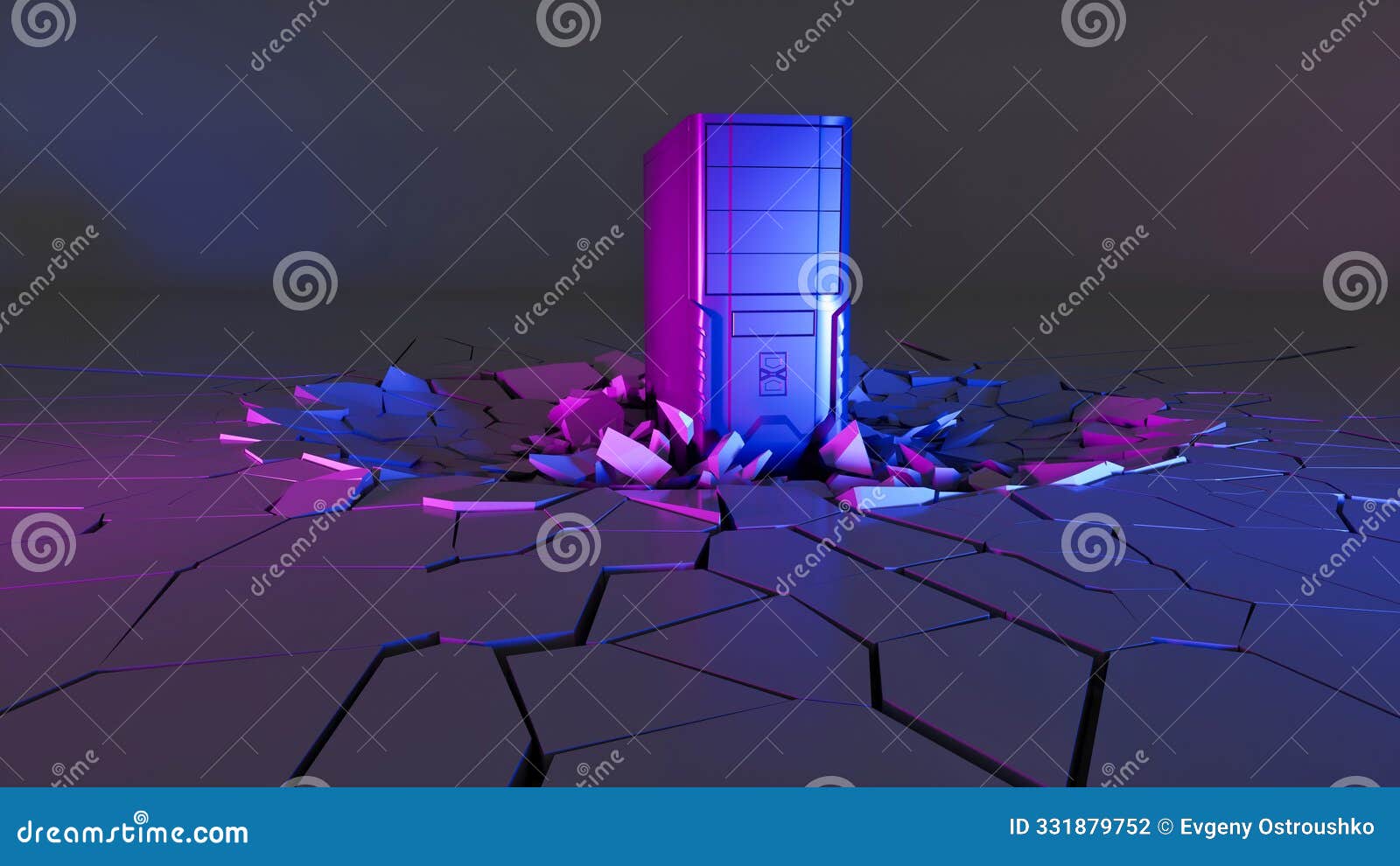 Computer Fell on the Floor and Broke it in Neon Lighting Stock ...