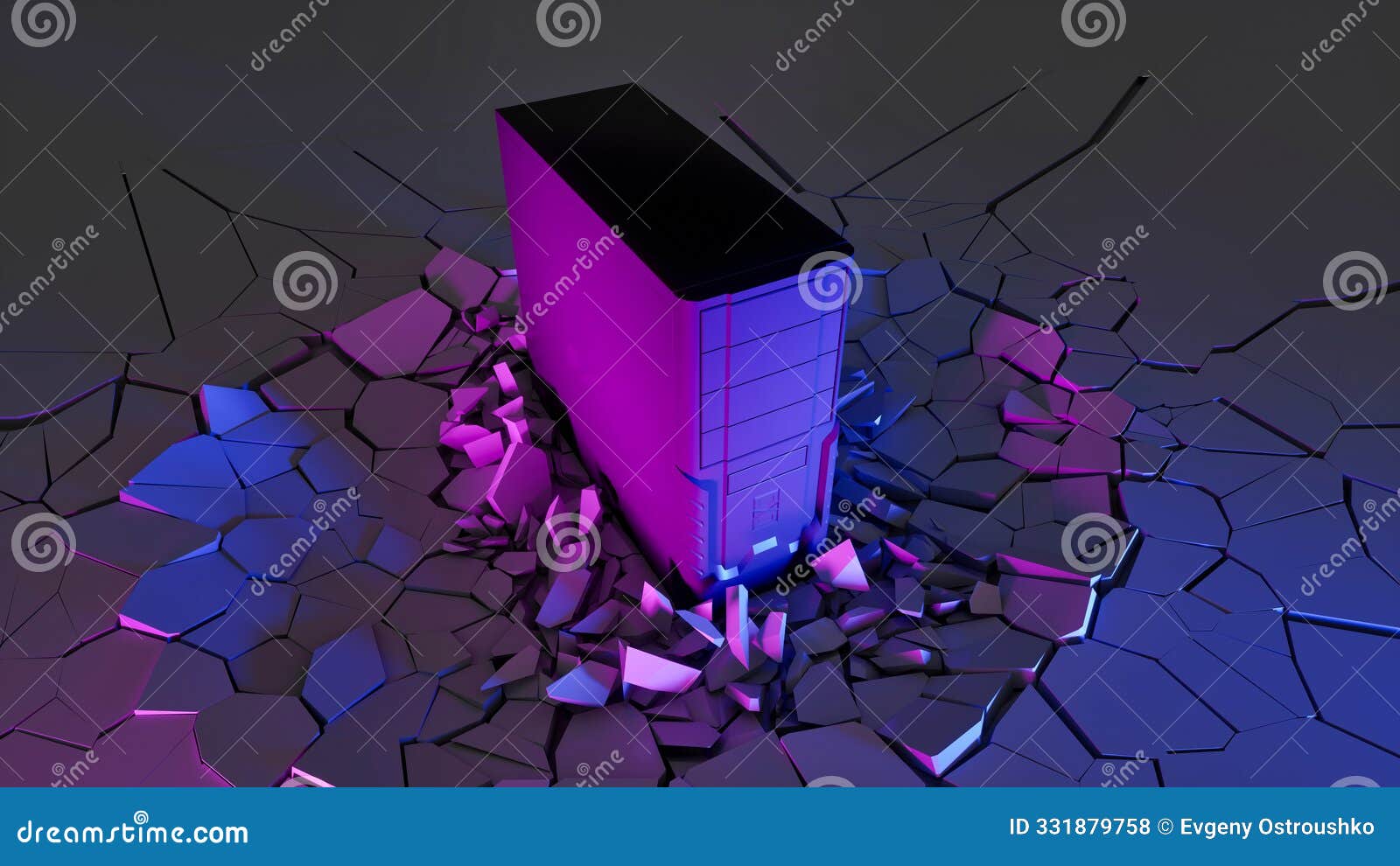 Computer Fell on the Floor and Broke it in Neon Lighting Stock ...