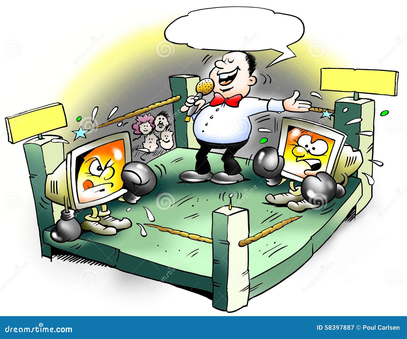 Computer Fight in Boxing a Ring Stock Illustration - Illustration of ...