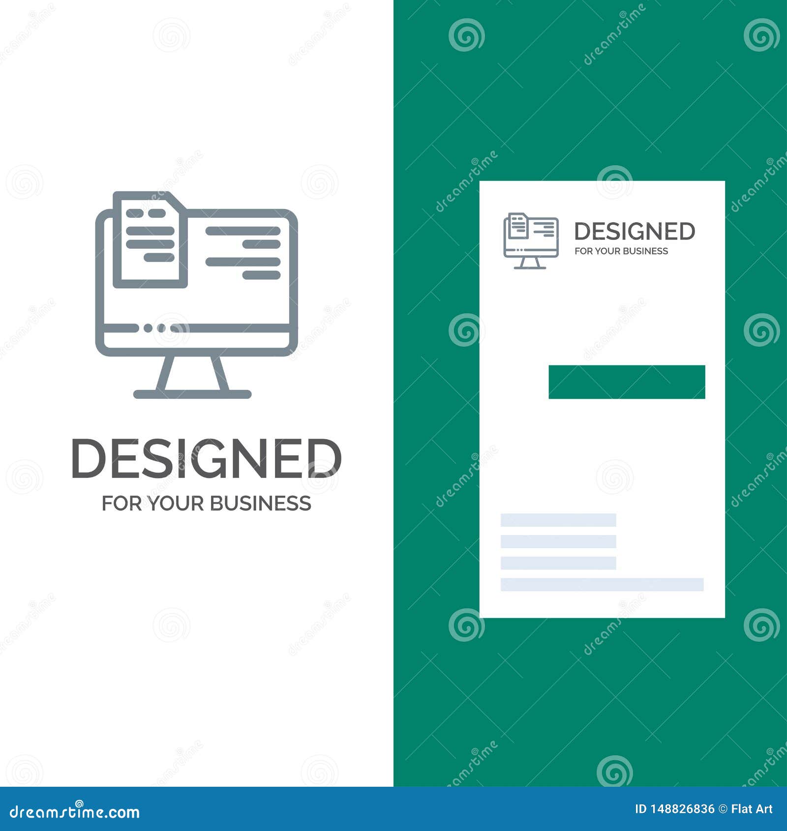 Computer, File, Education, Online Grey Logo Design and Business Card ...
