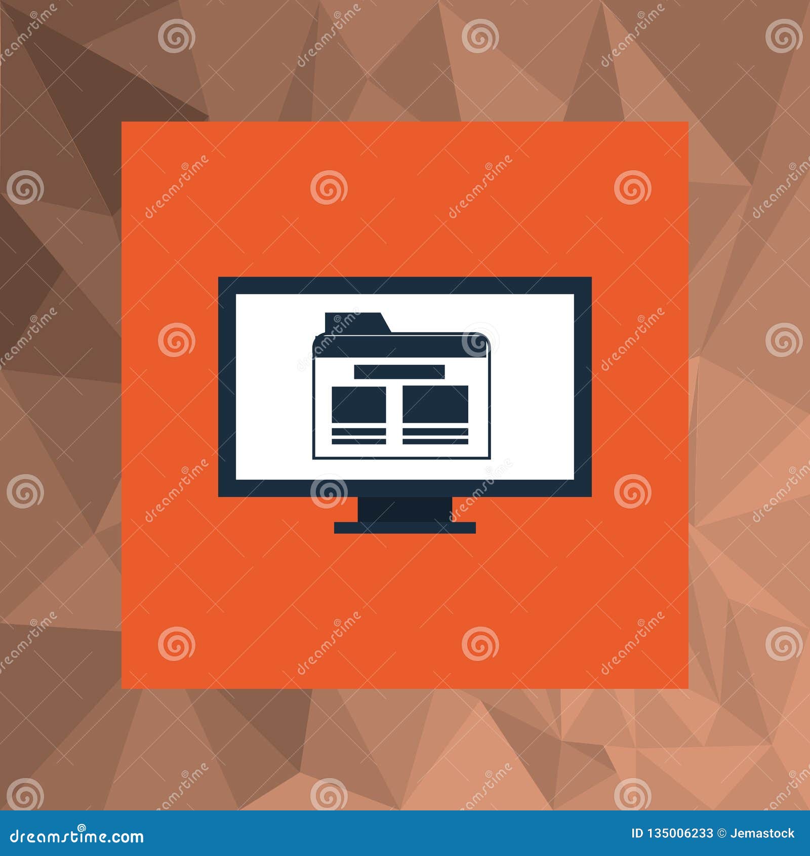 Computer and File Folder Icon on Abstract Background Stock Vector ...