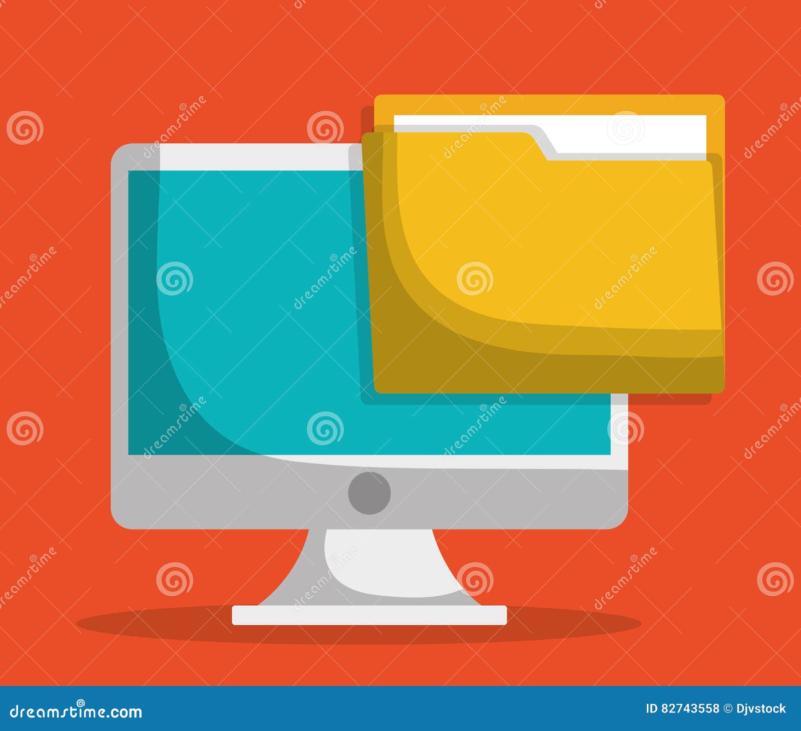 Computer and File Folder Icon Image Stock Illustration - Illustration ...