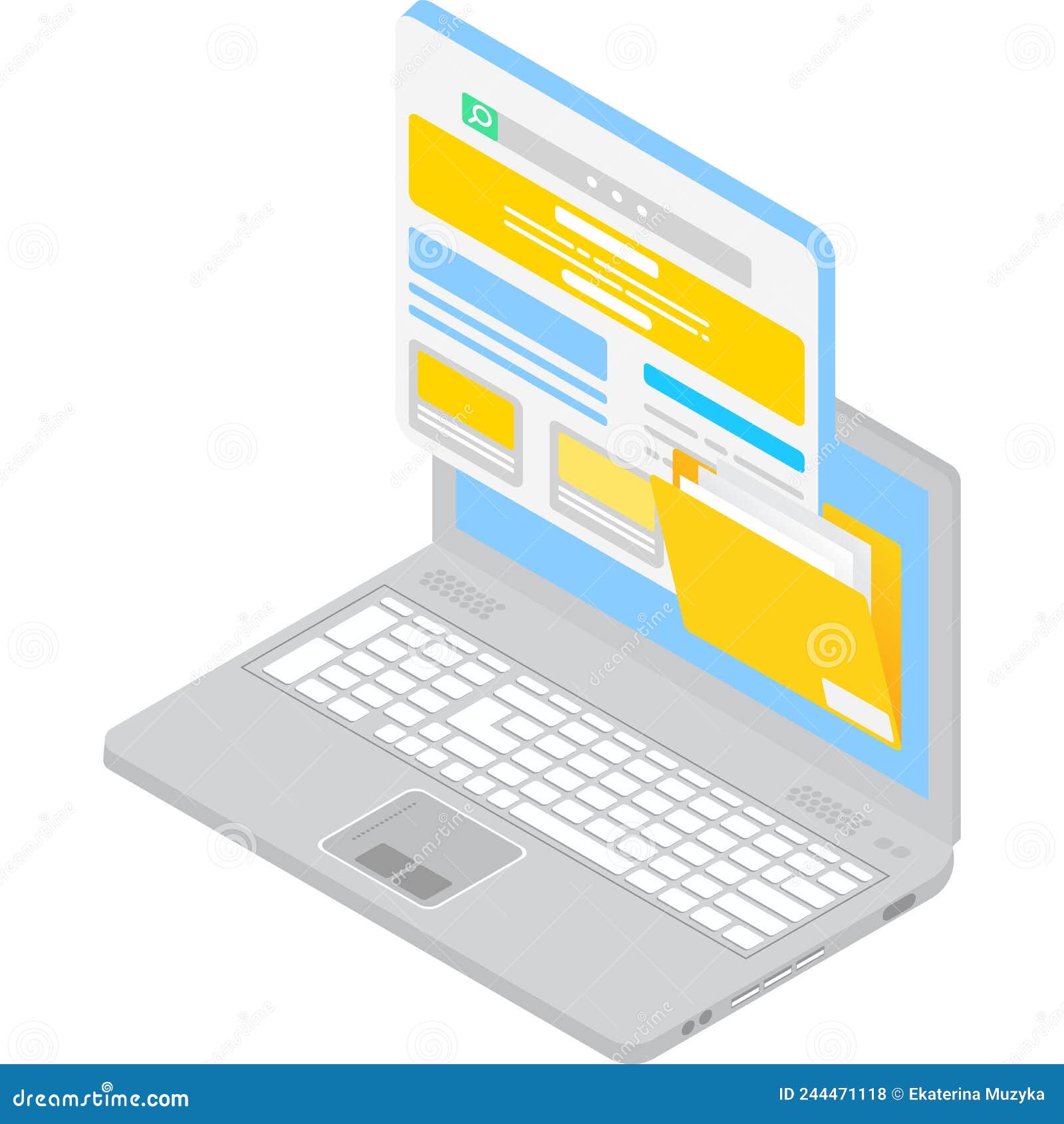 Computer File Folder Icon, Outline Style Cartoon Vector | CartoonDealer ...